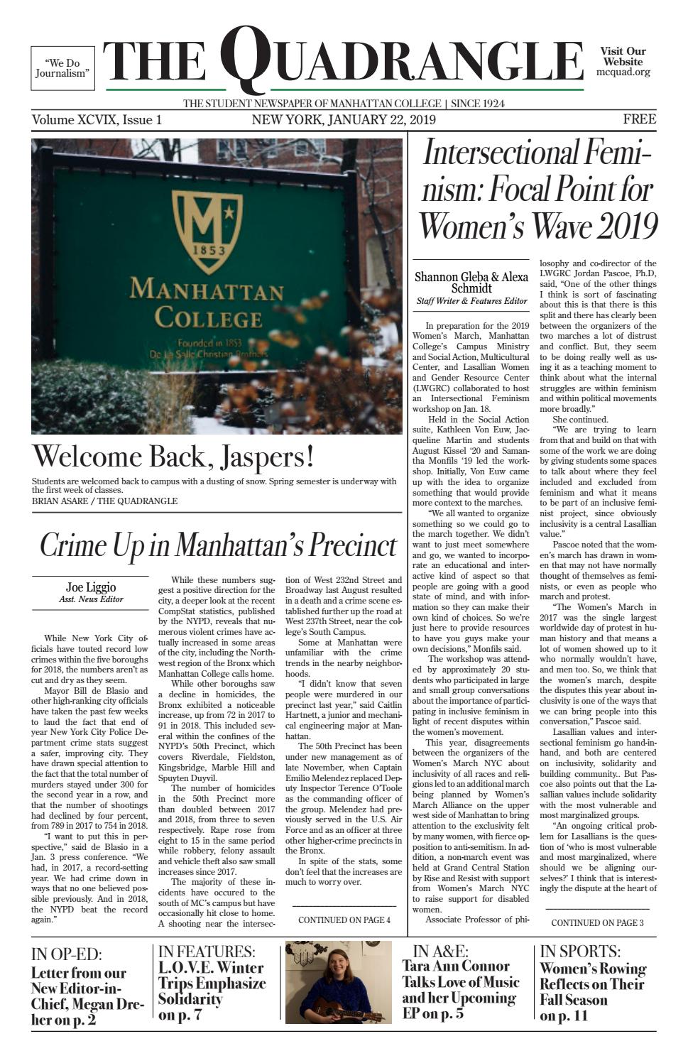 Issue 99, Spring 2019 - The Quadrangle by Manhattan College Quadrangle ...