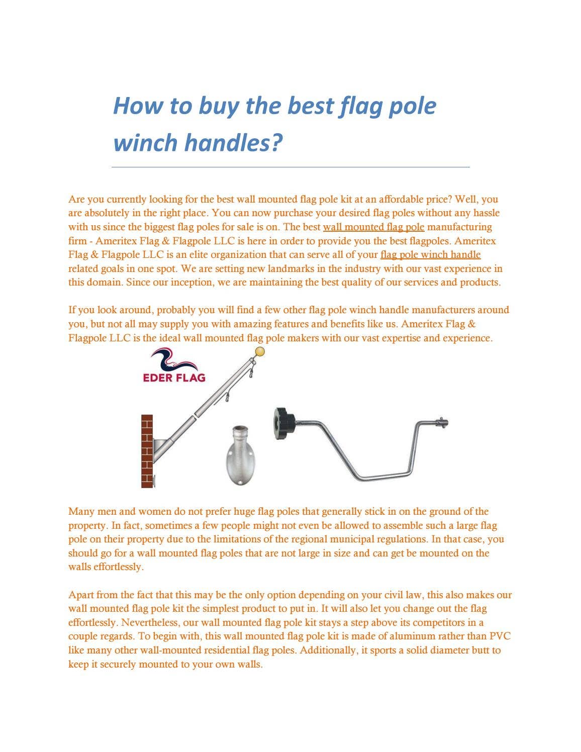 Flag Pole Winch Handle From Ameritex Flag & Flagpole LLC by David ...
