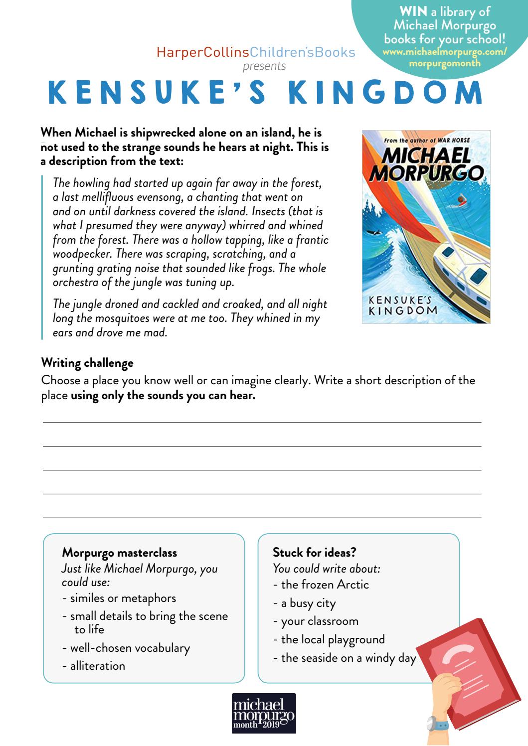 Kensuke's Kingdom by Michael Morpurgo - Writing Challenge (KS2) by ...