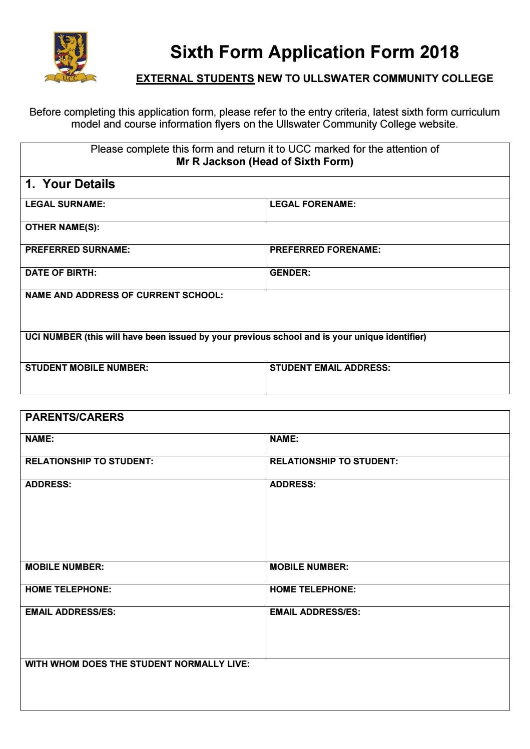 Sixth Form Application 2018 by Ullswater Community College - Issuu