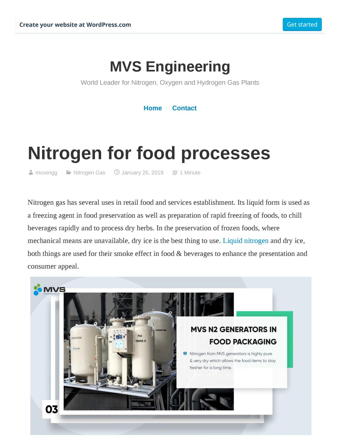 Nitrogen for food processes by MVS Engg - Issuu