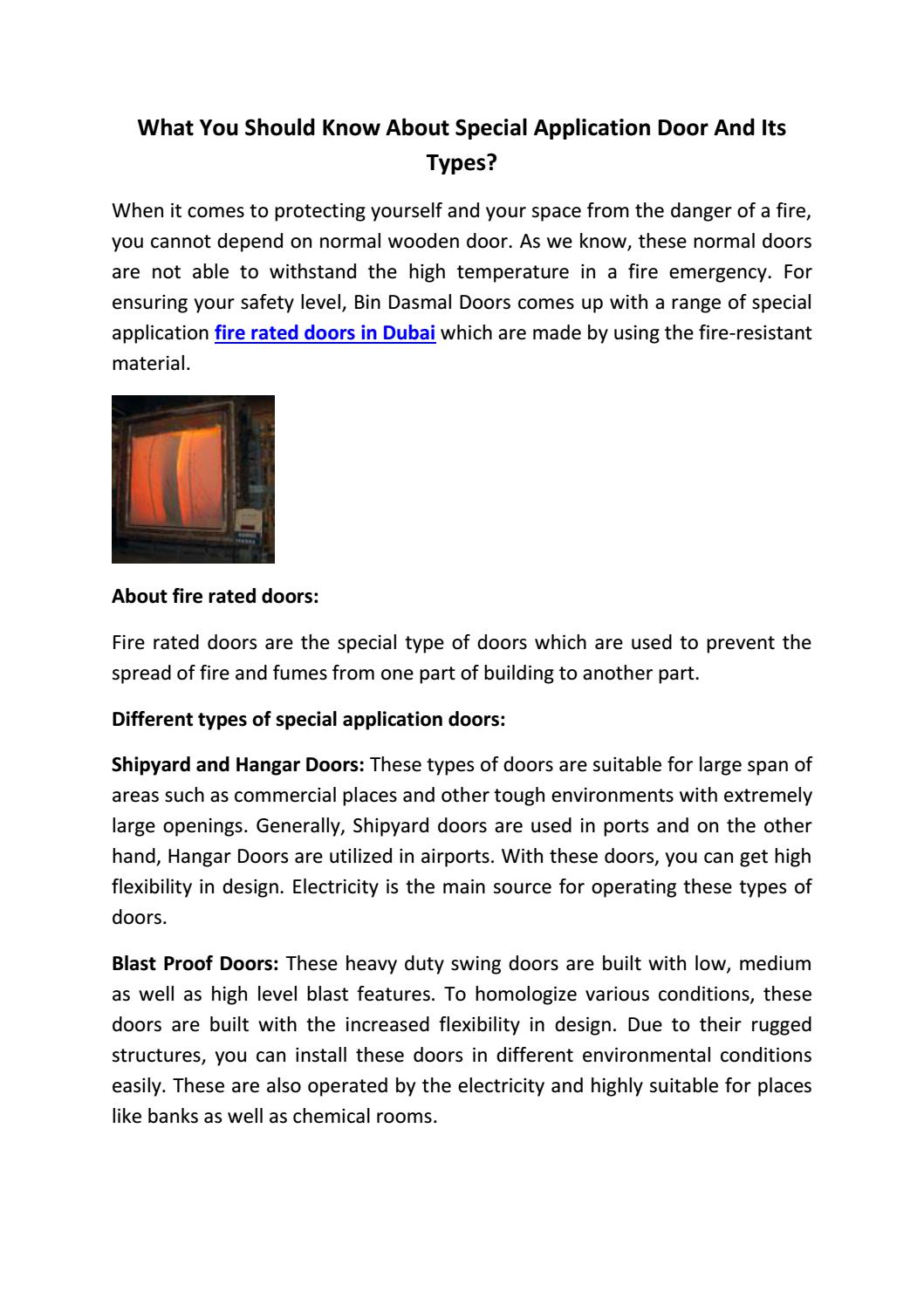 What You Should Know About Special Application Door And Its Types? by ...