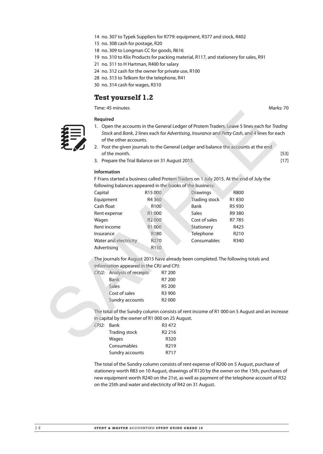 Study & Master Accounting Grade 10 Study Guide CAPS by Cambridge ...