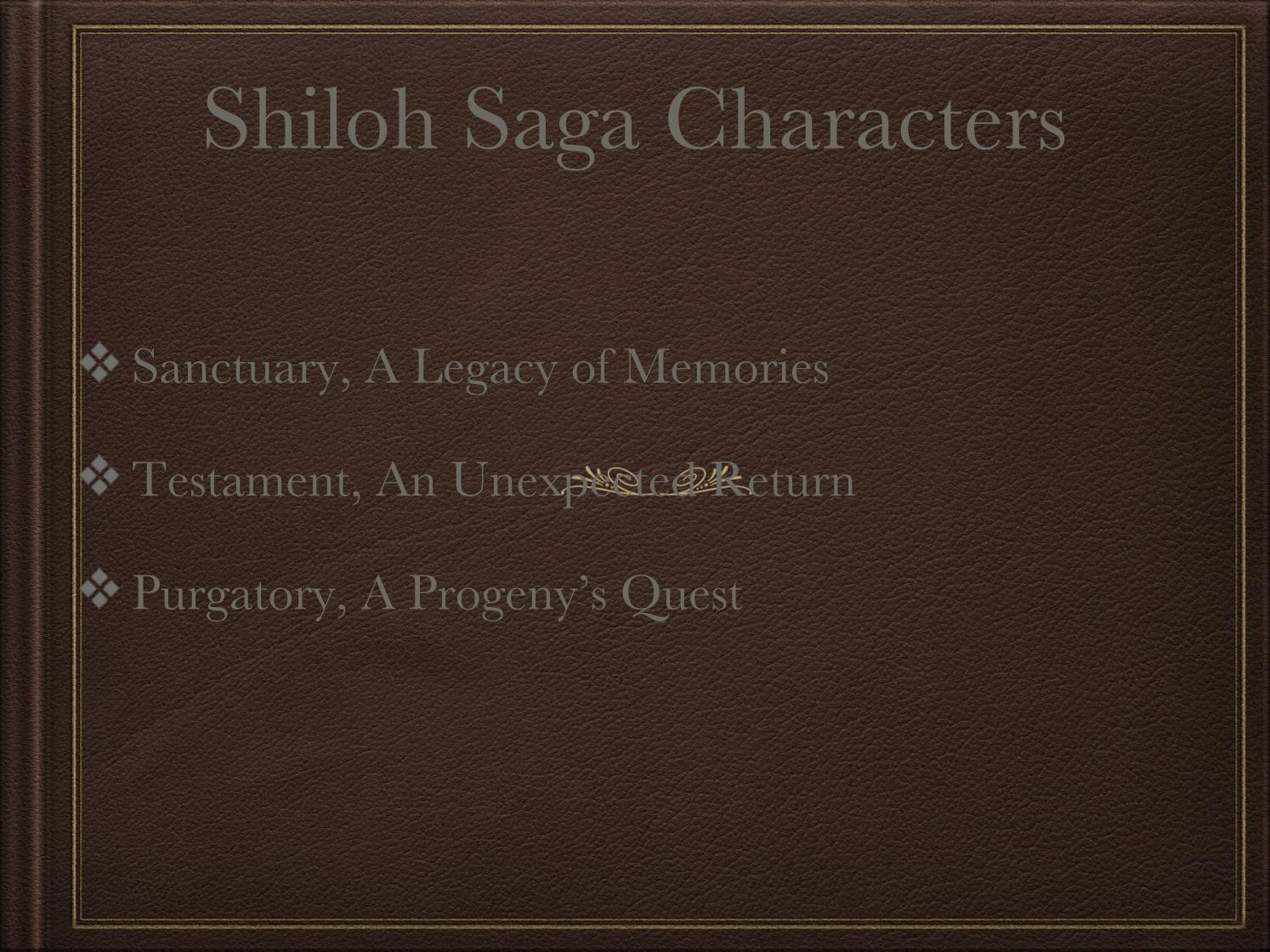 Shiloh Saga Character List by tmbrownauthor - Issuu