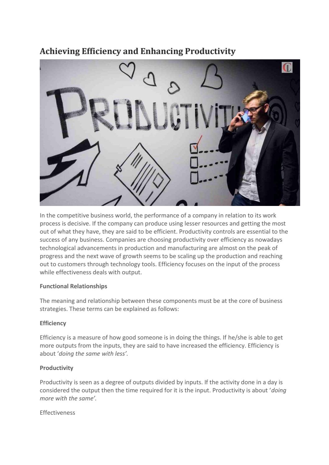 Achieving Efficiency and Enhancing Productivity by ciolookmagazine - Issuu