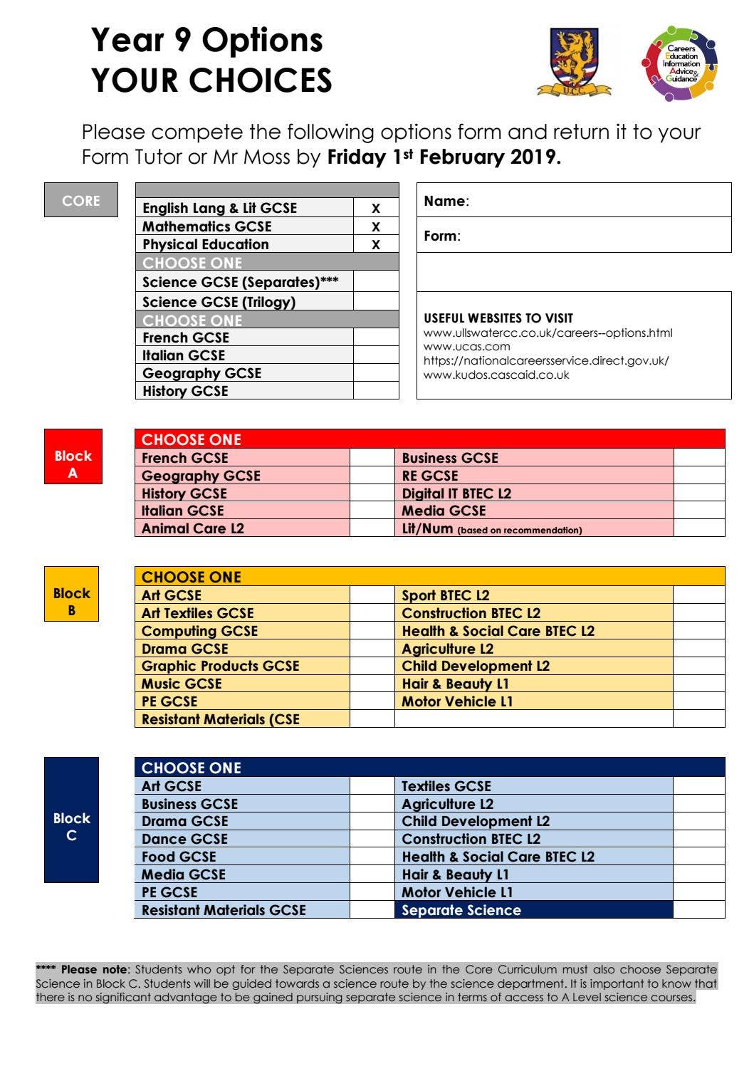 Y9 Final Options Form by Ullswater Community College - Issuu