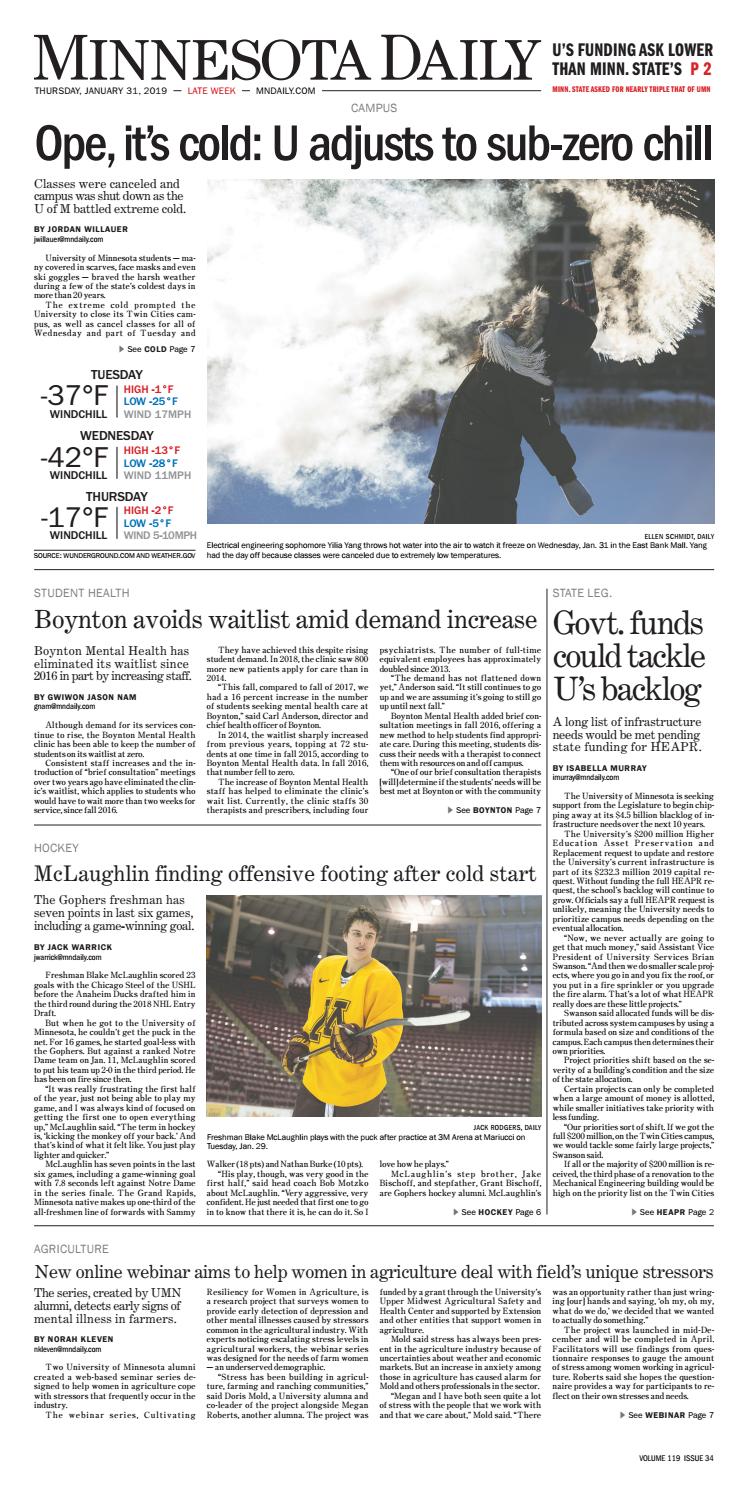 January 31st, 2019 by The Minnesota Daily - Issuu