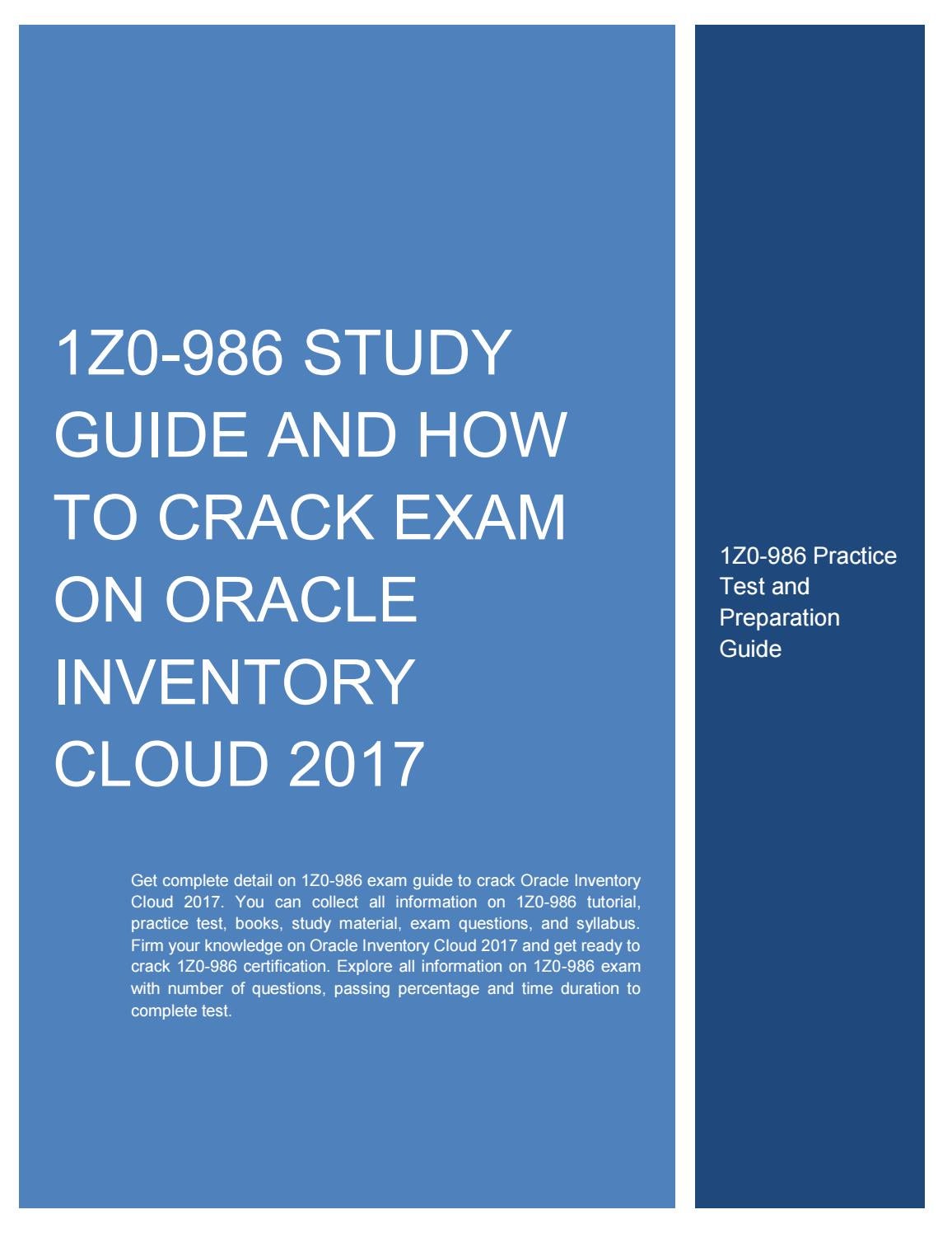 1Z0-986 Study Guide and How to Crack Exam on Oracle Inventory Cloud ...