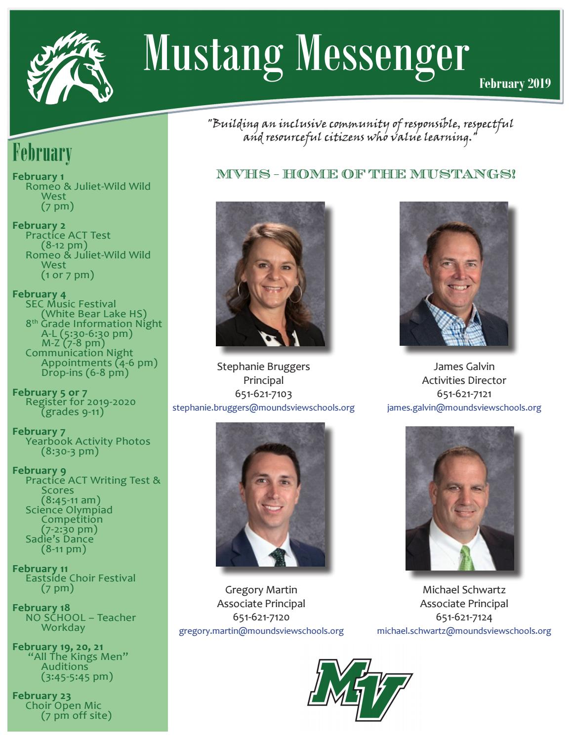 MVHS Mustang Messenger - February 2019 by Mounds View Public Schools ...