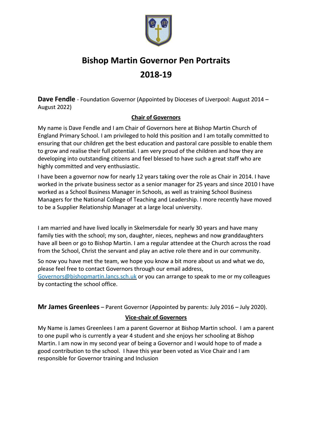 Governor Pen Portraits 2018-19 by Schudio - Issuu