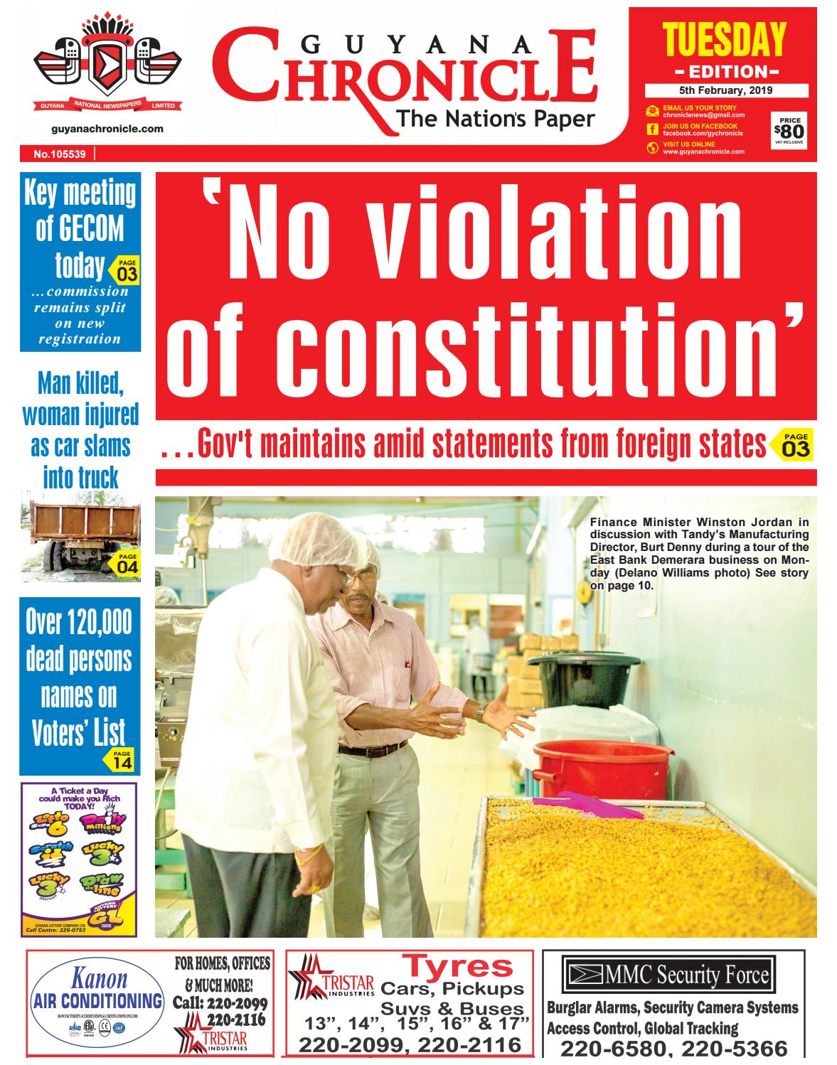 Guyana Chronicle E-paper 02-05-2019 by Guyana Chronicle - Issuu