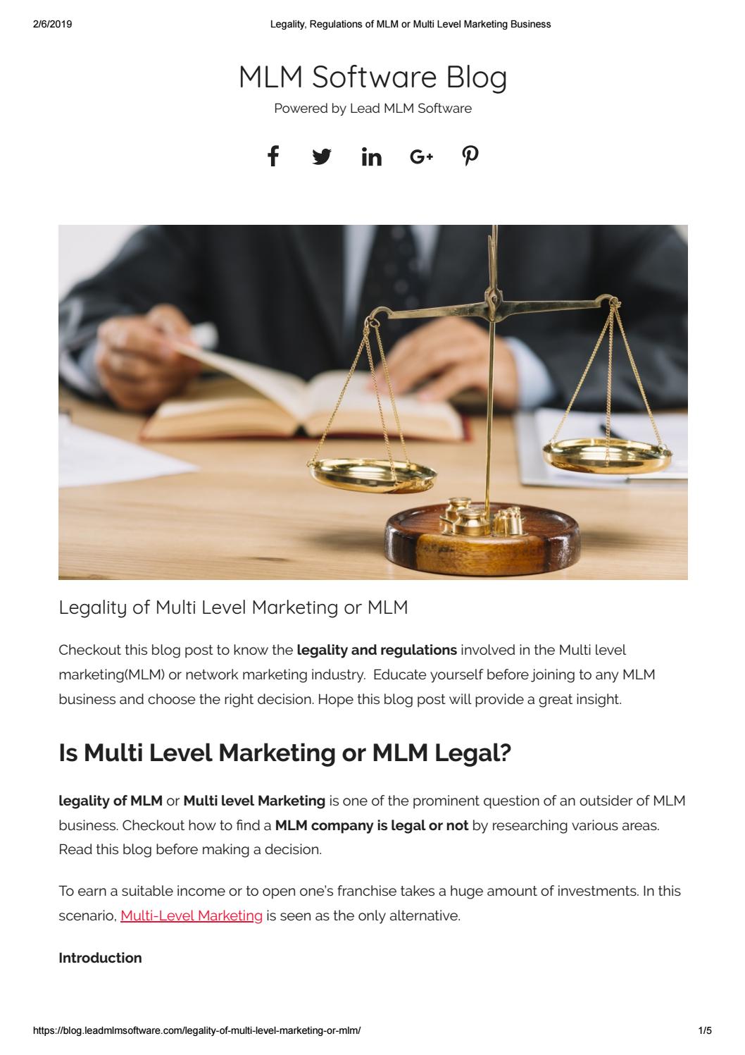 Legality, Regulations of MLM or Multi Level Marketing Business by Lead ...