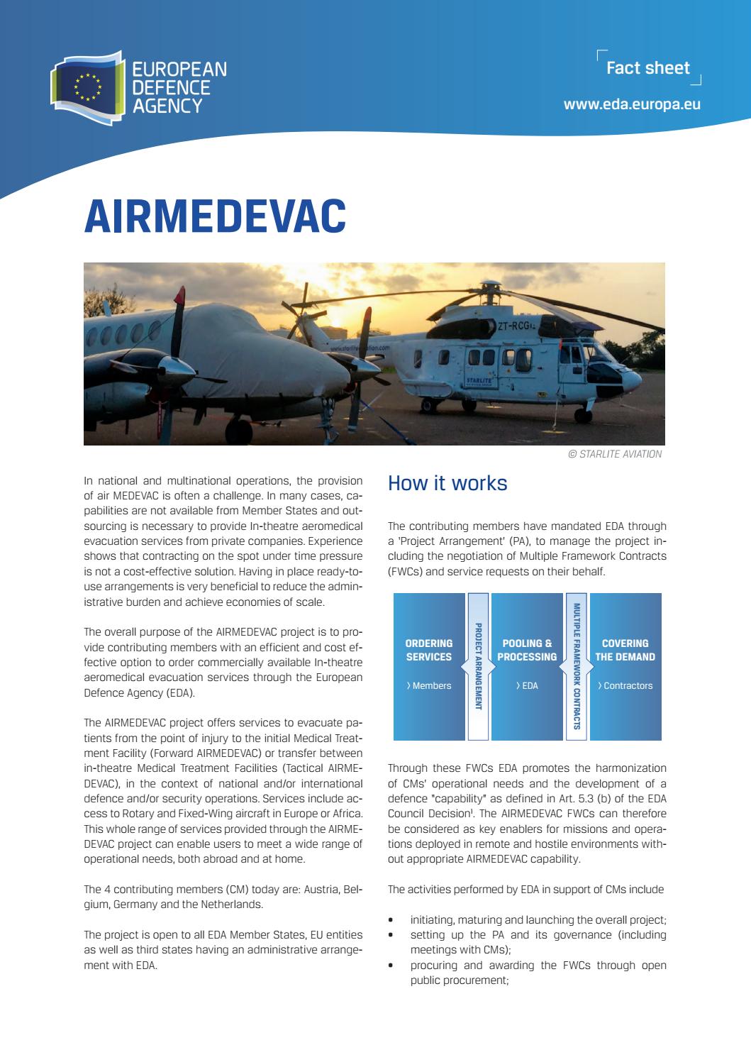 Factsheet: AIRMEDEVAC by European Defence Agency - Issuu