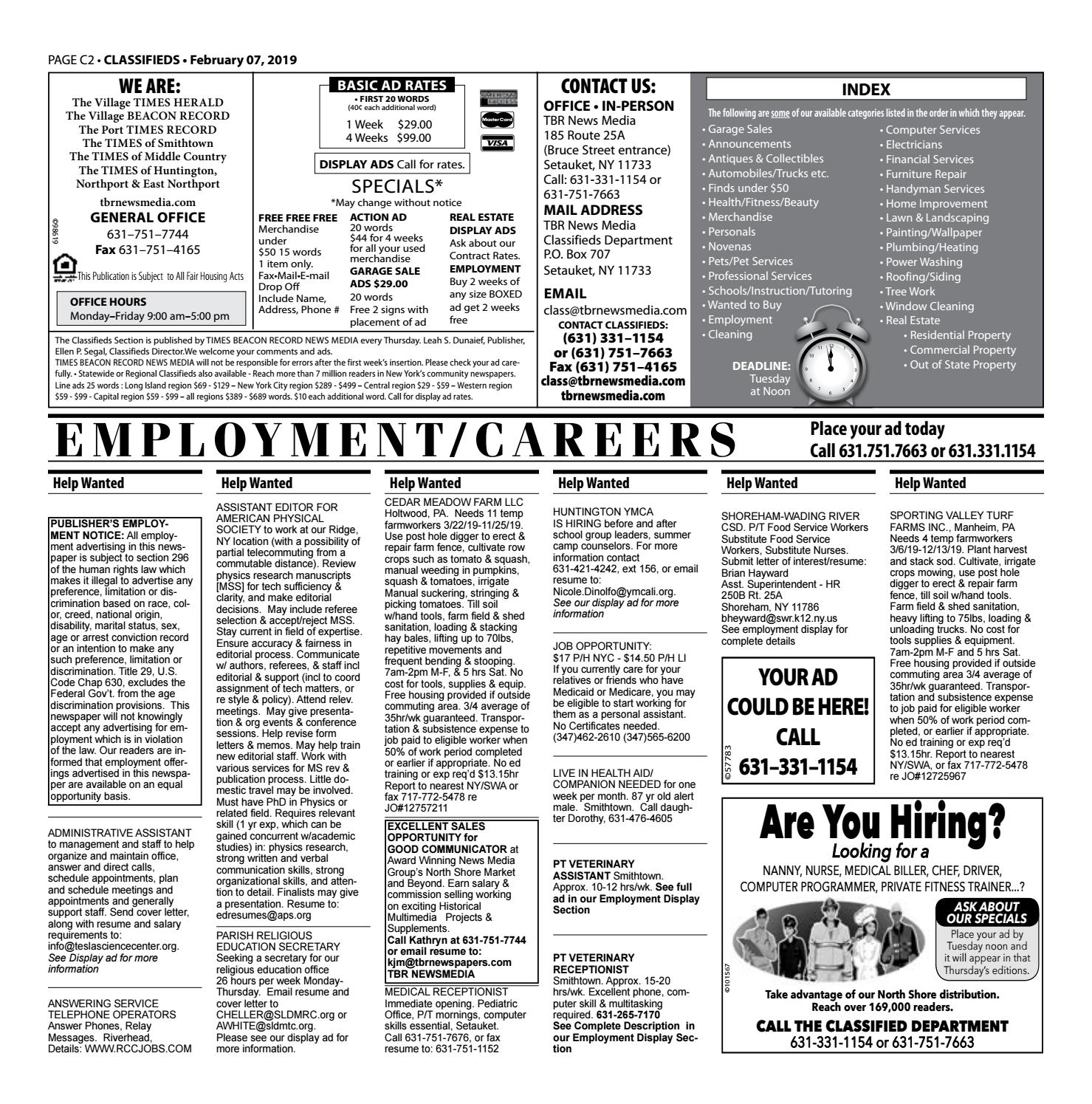 Employment/Careers - February 7, 2019 by TBR News Media - Issuu