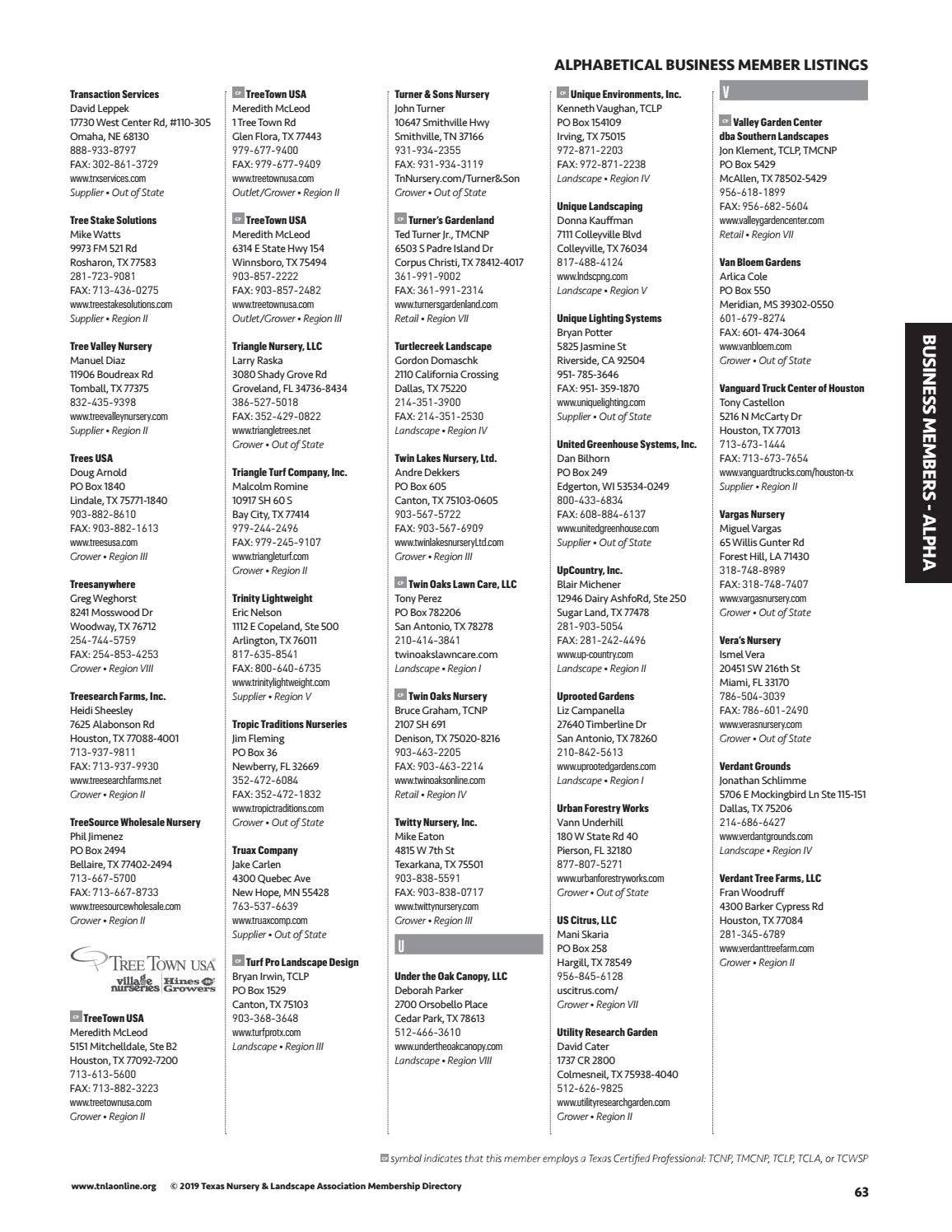 2019 TNLA Membership Directory by Texas Nursery & Landscape Association ...