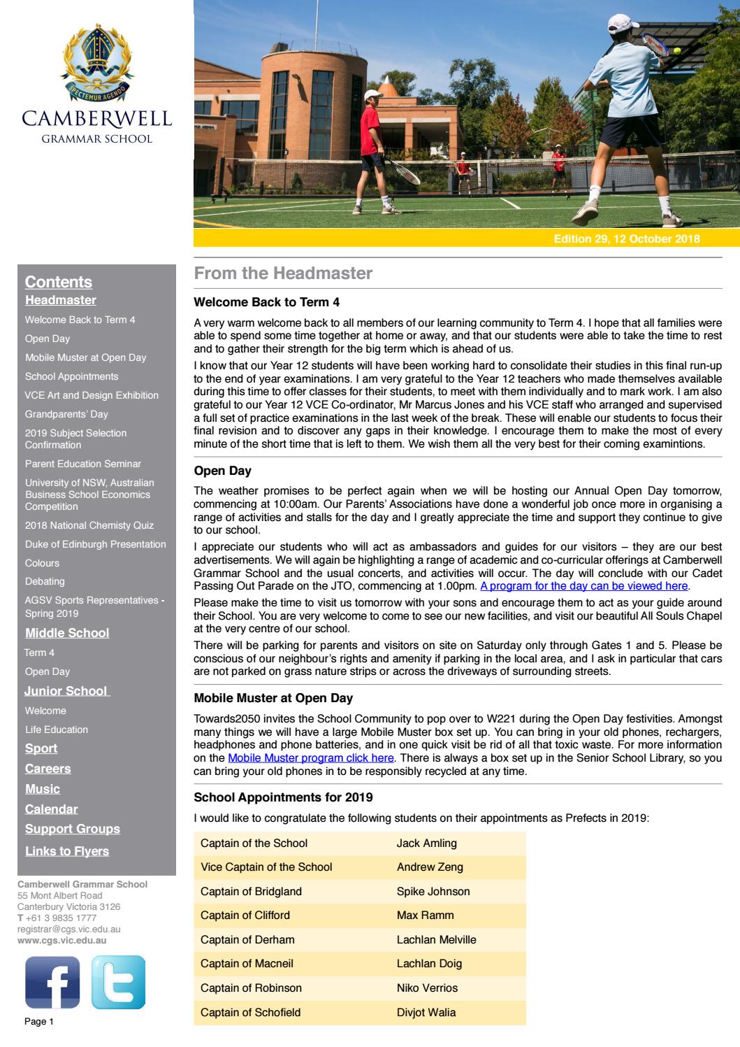 Weekly Bulletin 29 by Camberwell Grammar School - Issuu