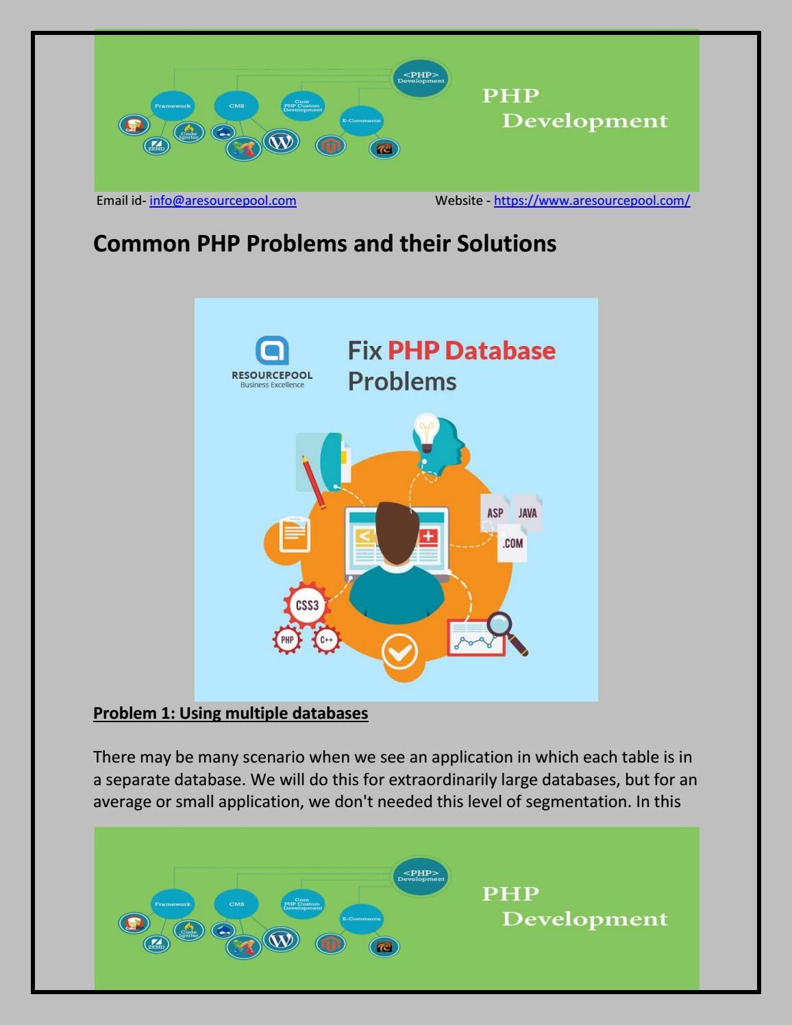 PHP Database Problems and solutions – AResourcePool by AResourcePool ...
