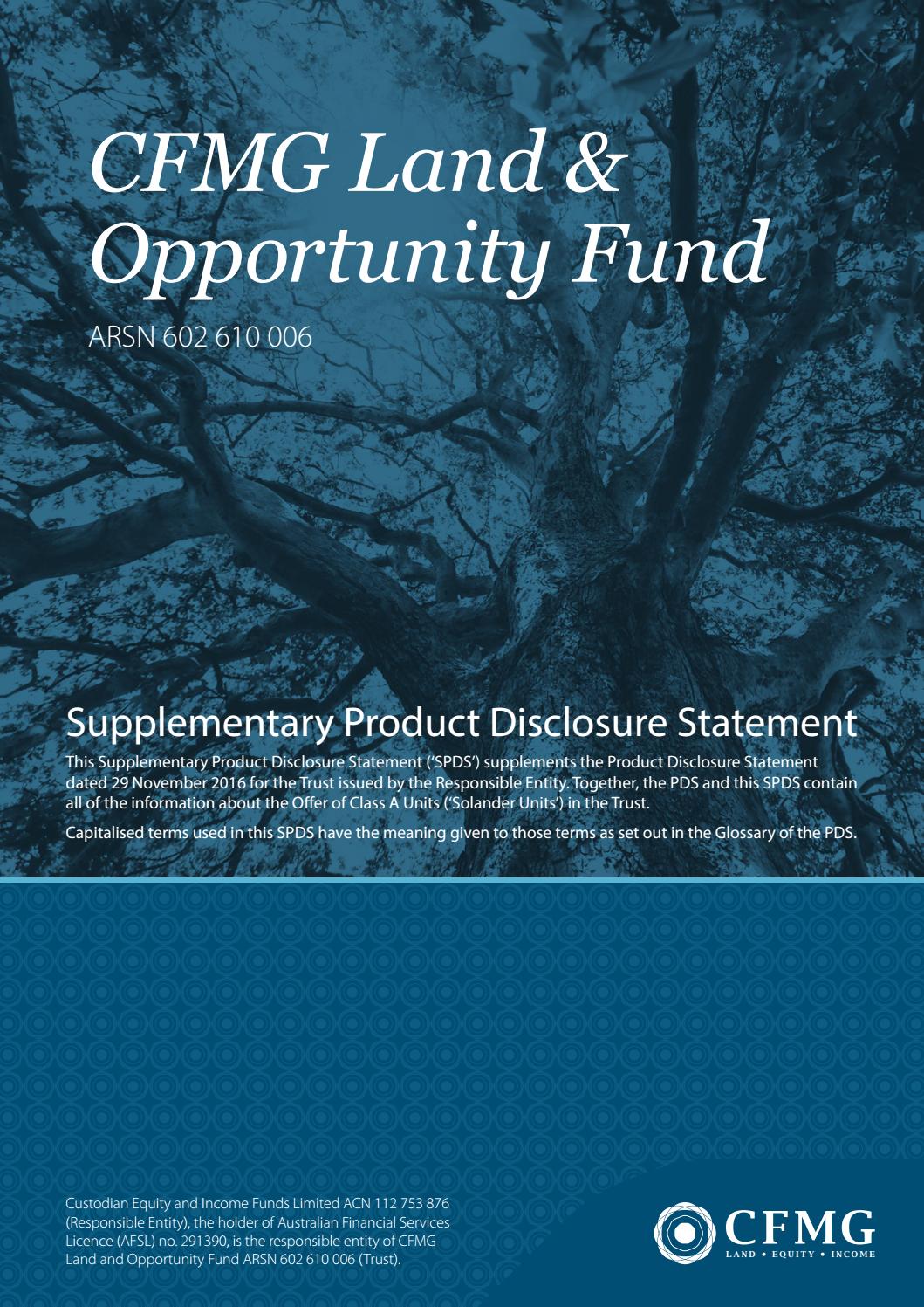 Solander - Land & Opportunity Fund SPDS by CFMG_Capital - Issuu