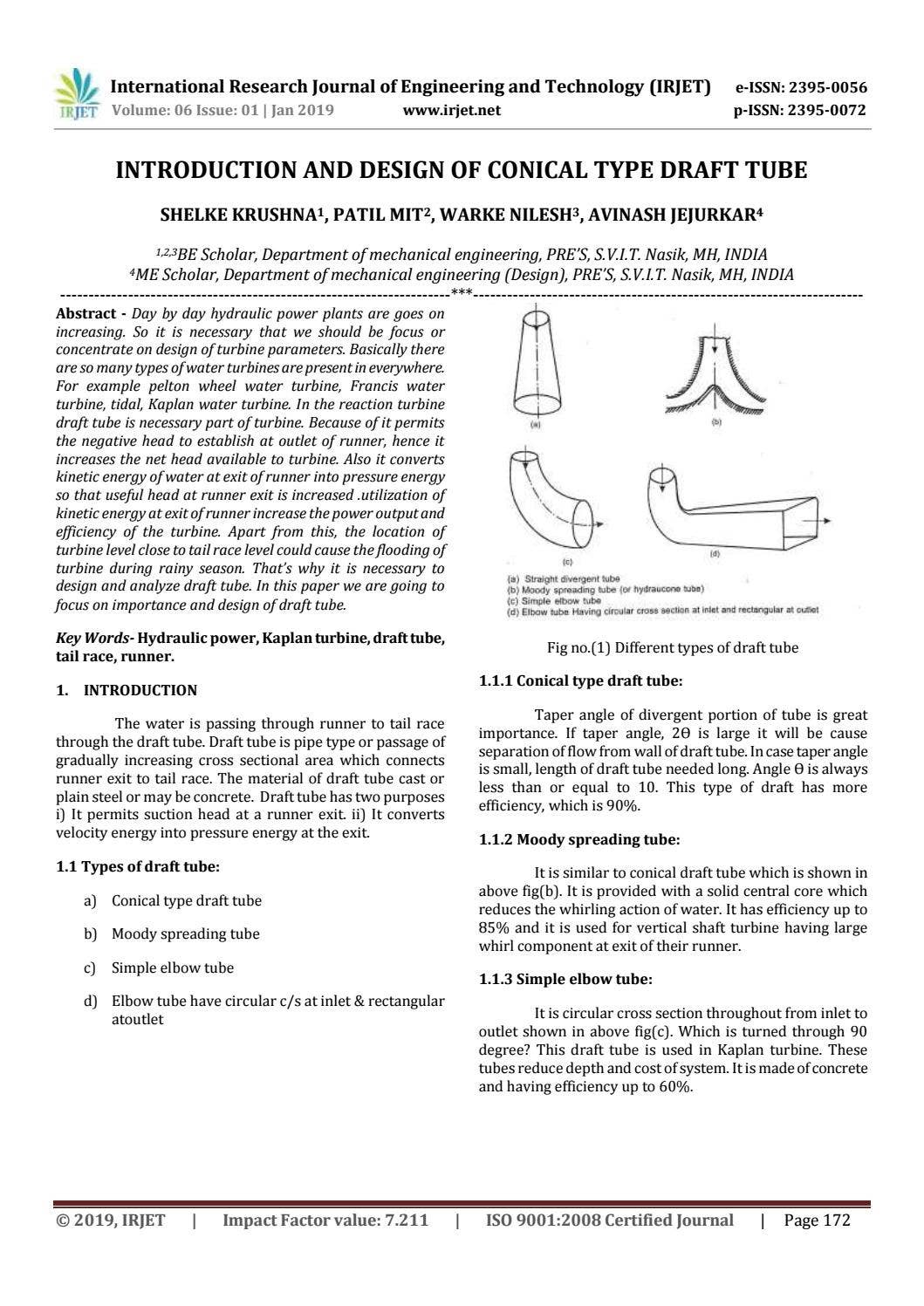 IRJET- Introduction and Design of Conical Type Draft Tube by IRJET ...