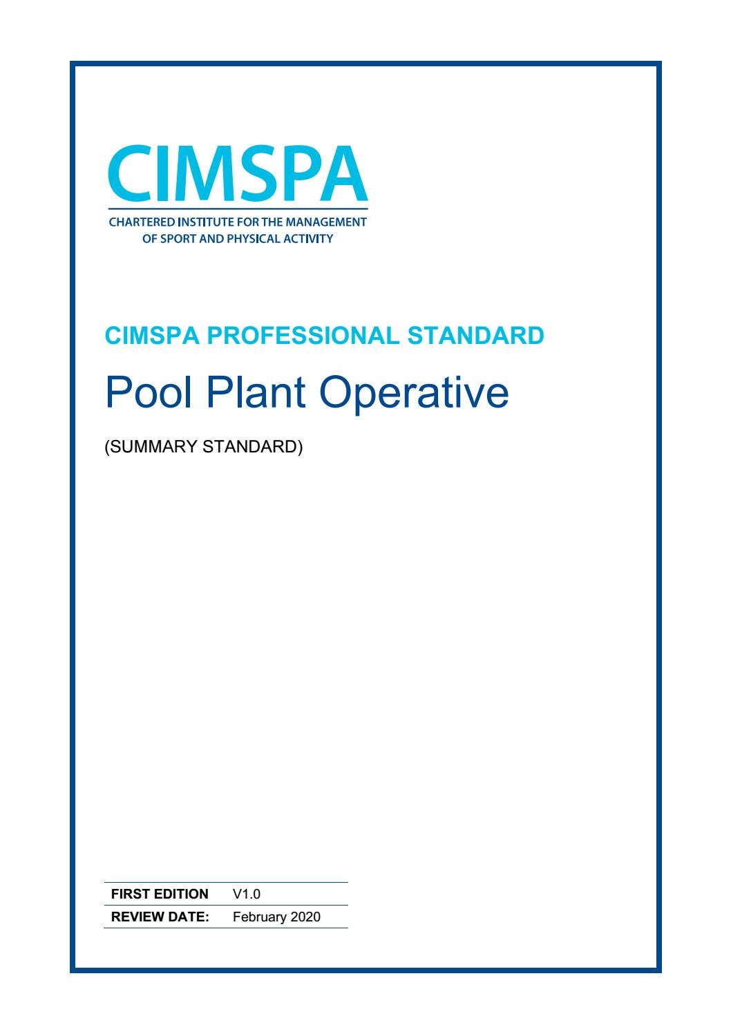 CIMSPA PS Pool Plant Operative V1.0 (summary) by CIMSPA - Issuu