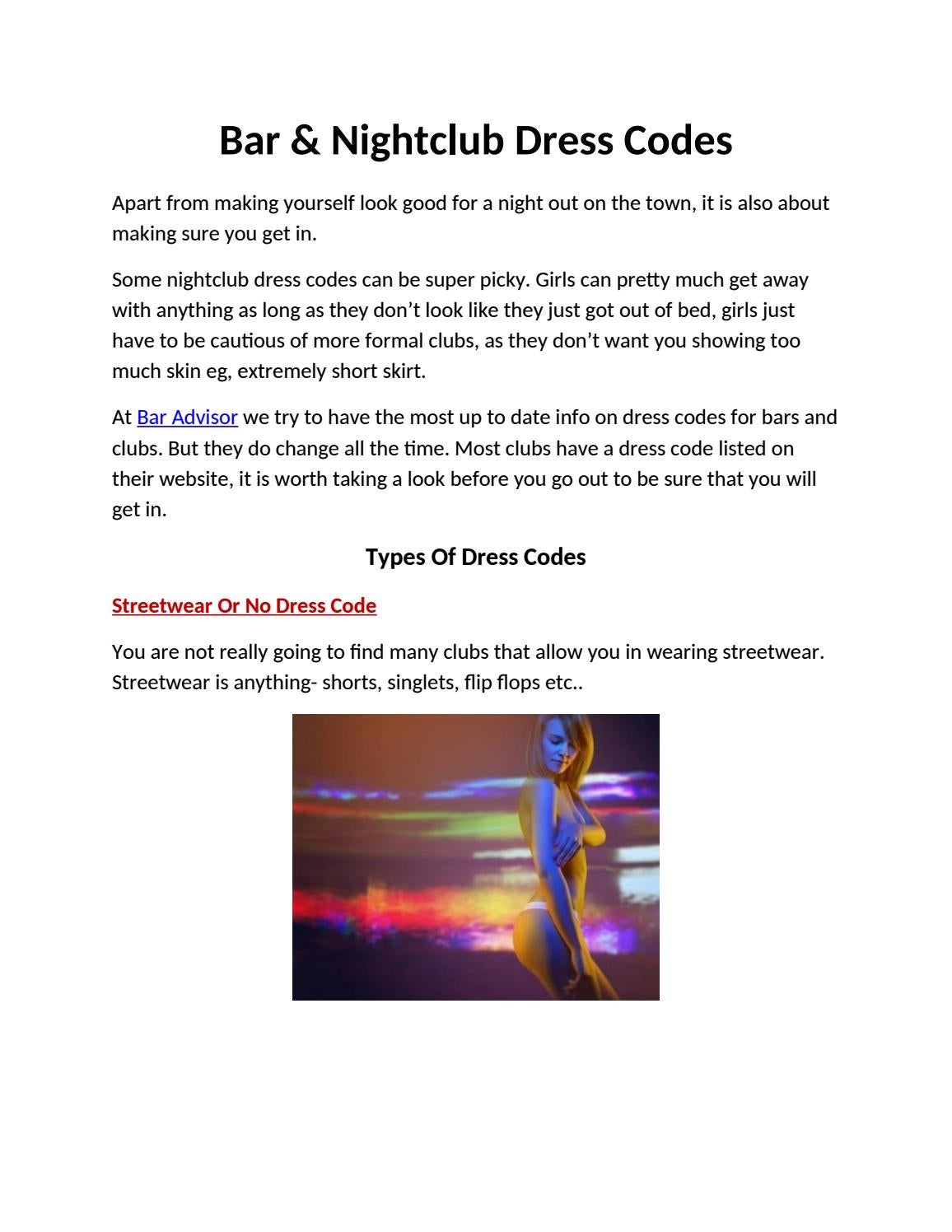 Nightclub Dress Code Nightclub Dress Code