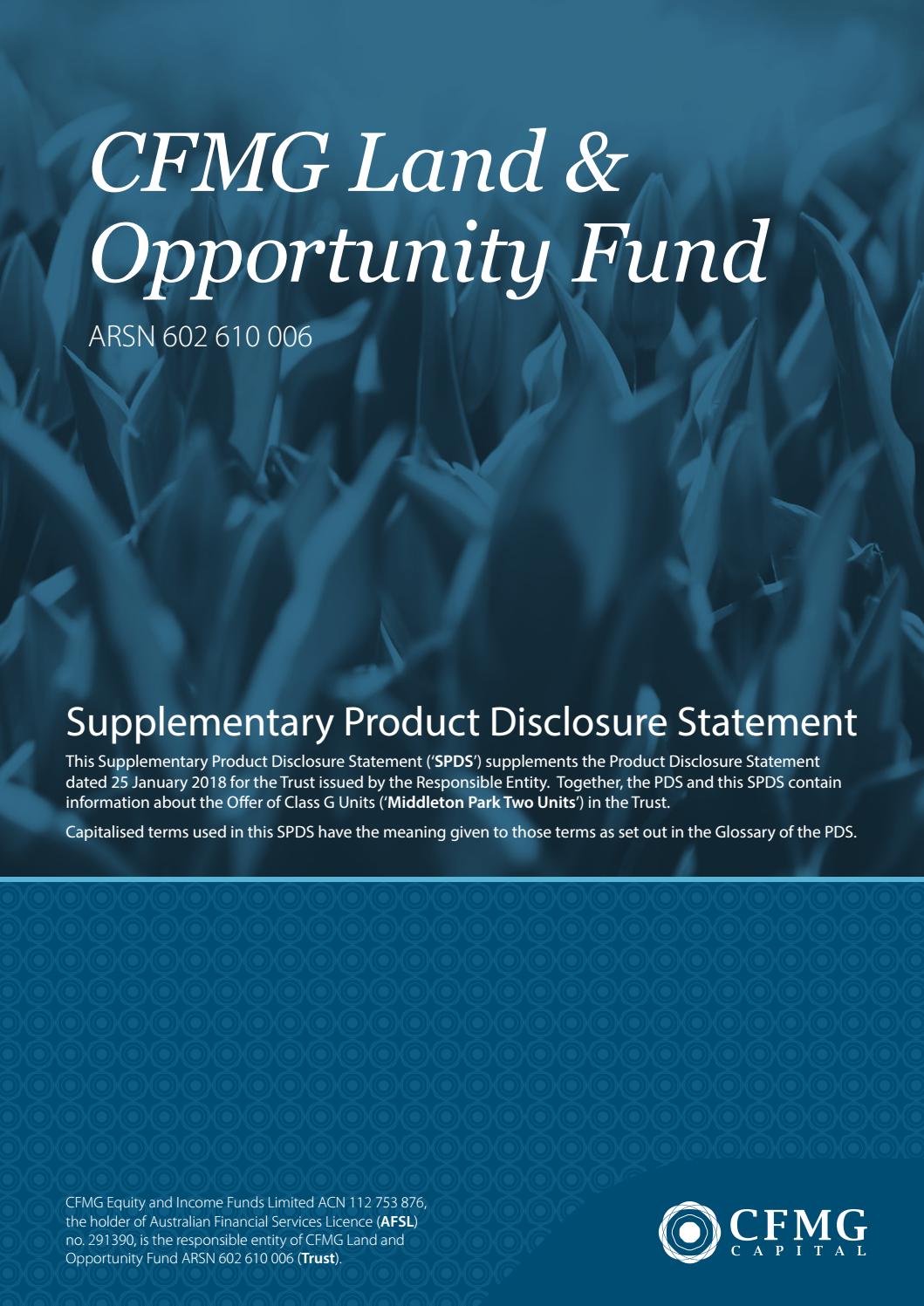 Middleton Park II - Land & Opportunity Fund SPDS by CFMG_Capital - Issuu