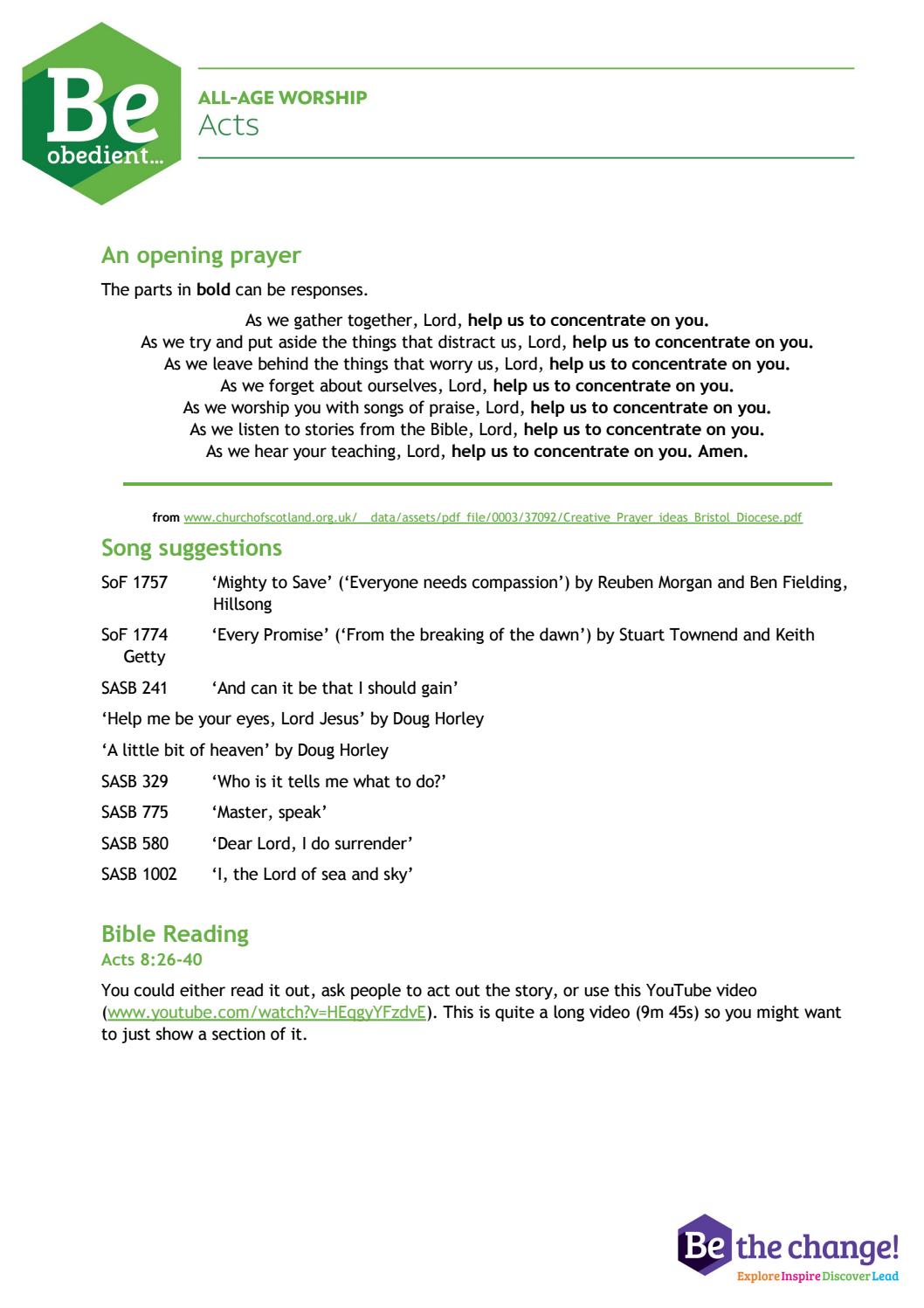 All-age worship outline – Acts 8 by The Salvation Army UK and Ireland ...