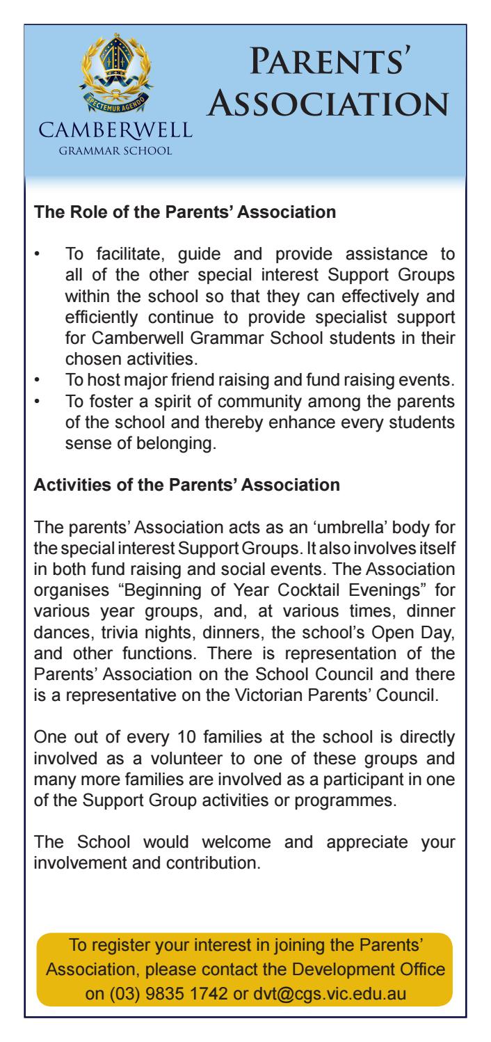 CGS Parents Association Flyer by Camberwell Grammar School - Issuu