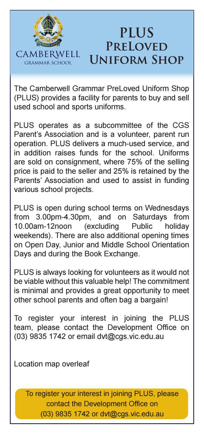CGS Pre-Loved Uniform Shop by Camberwell Grammar School - Issuu