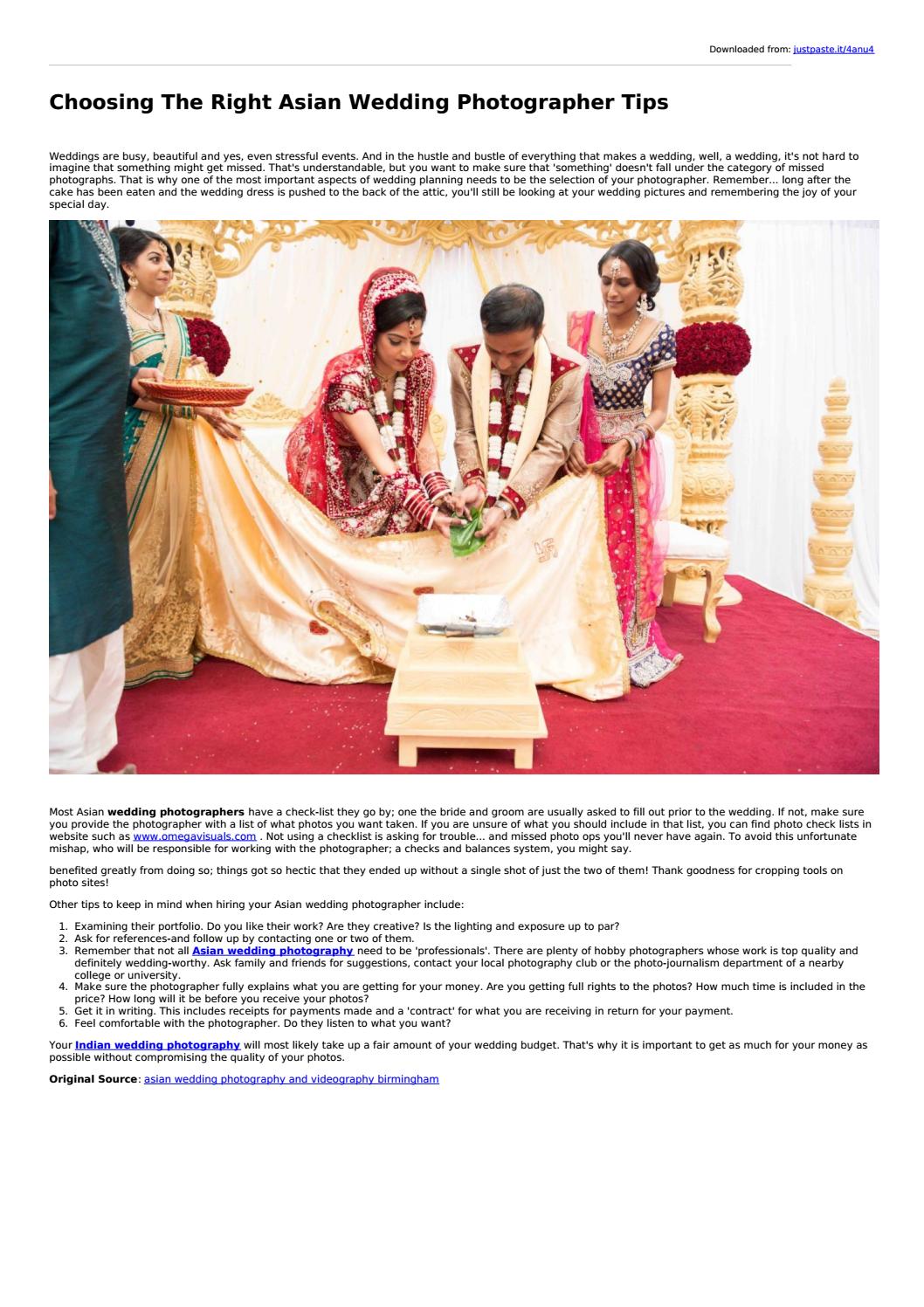 Choosing The Right Asian Wedding Photographer Tips by omega.visuals - Issuu
