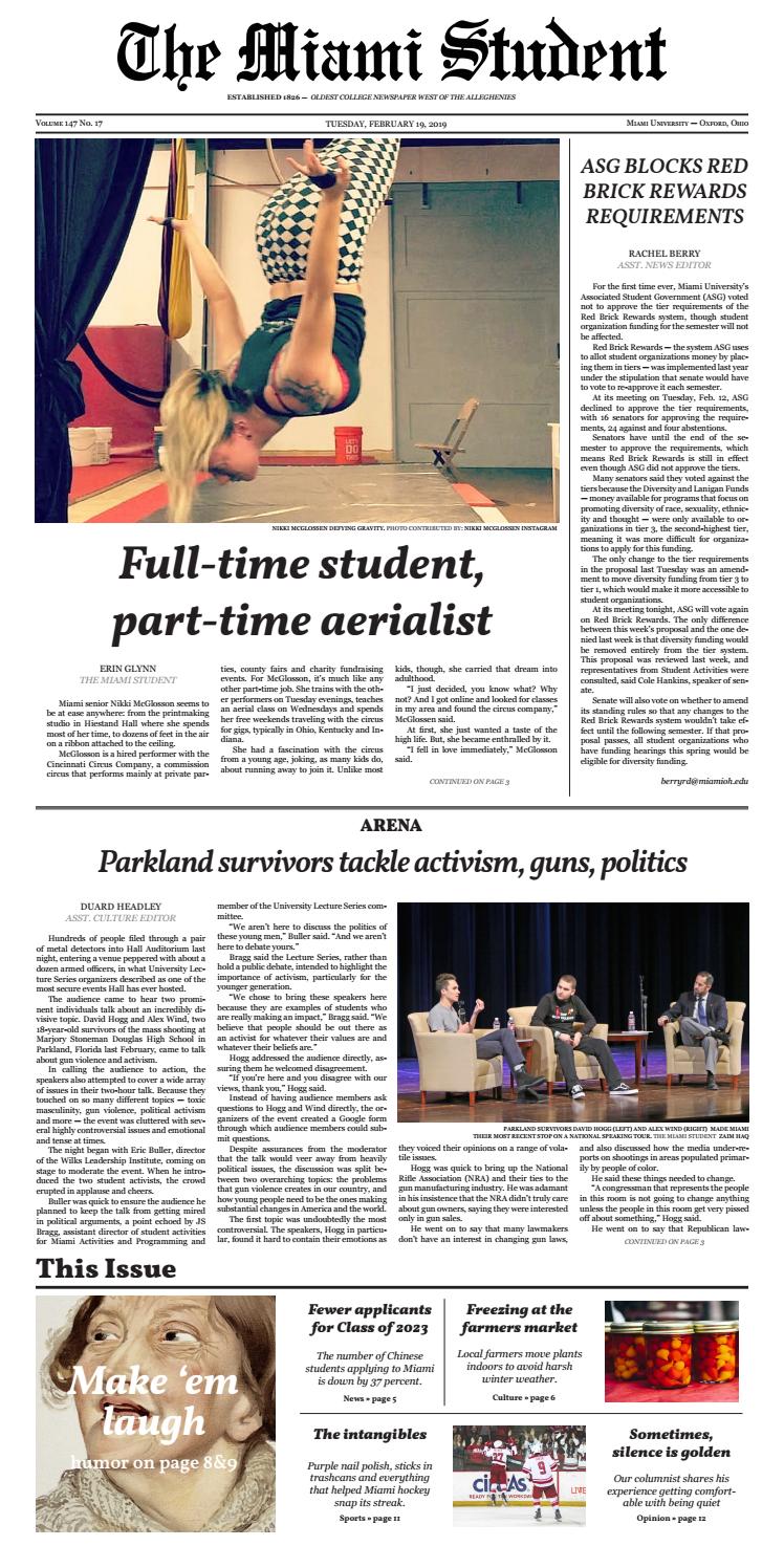 The Miami Student | February 19, 2019 by The Miami Student - Issuu