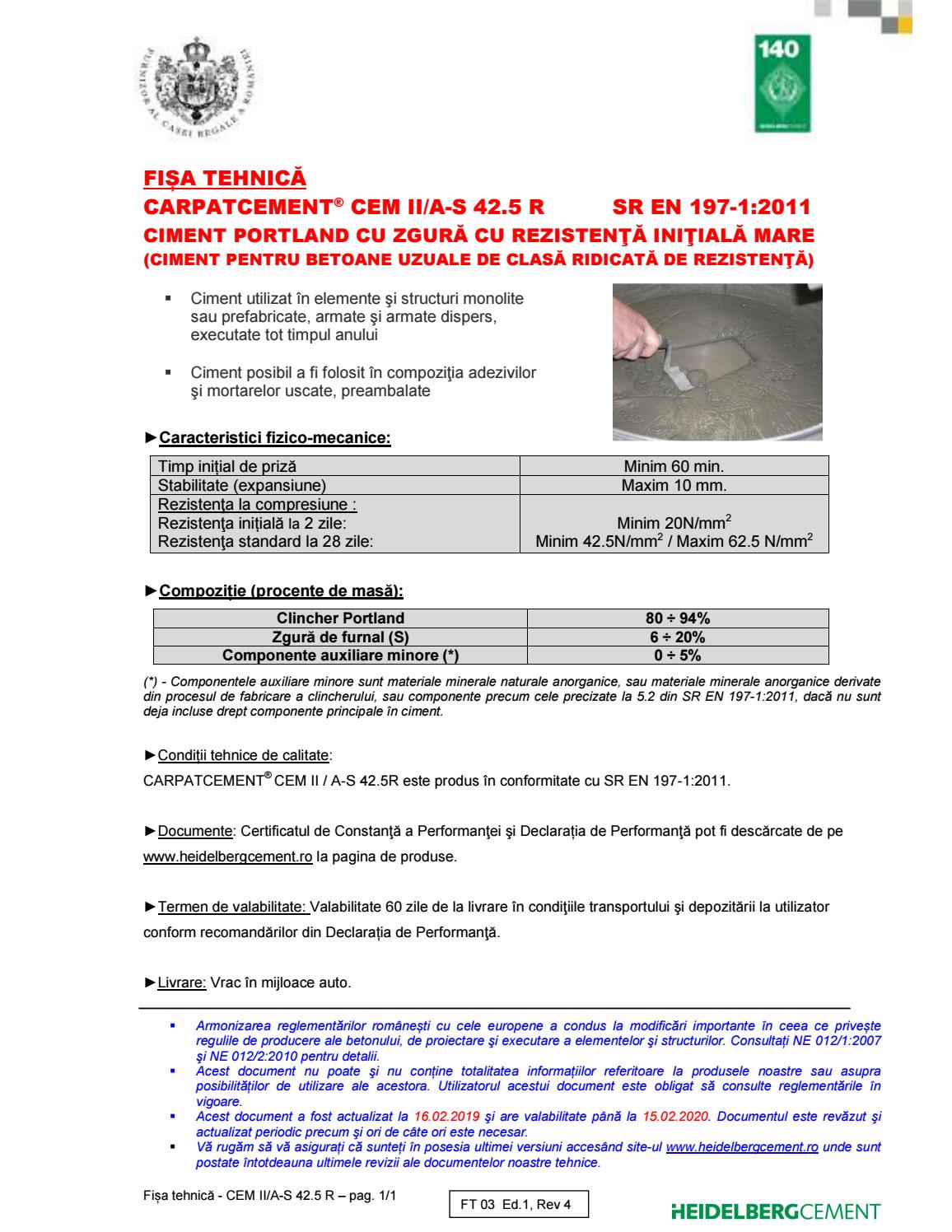 03 FISA TEHNICA CARPATCEMENT® CEM II/A-S 42.5 R by HeidelbergCement ...