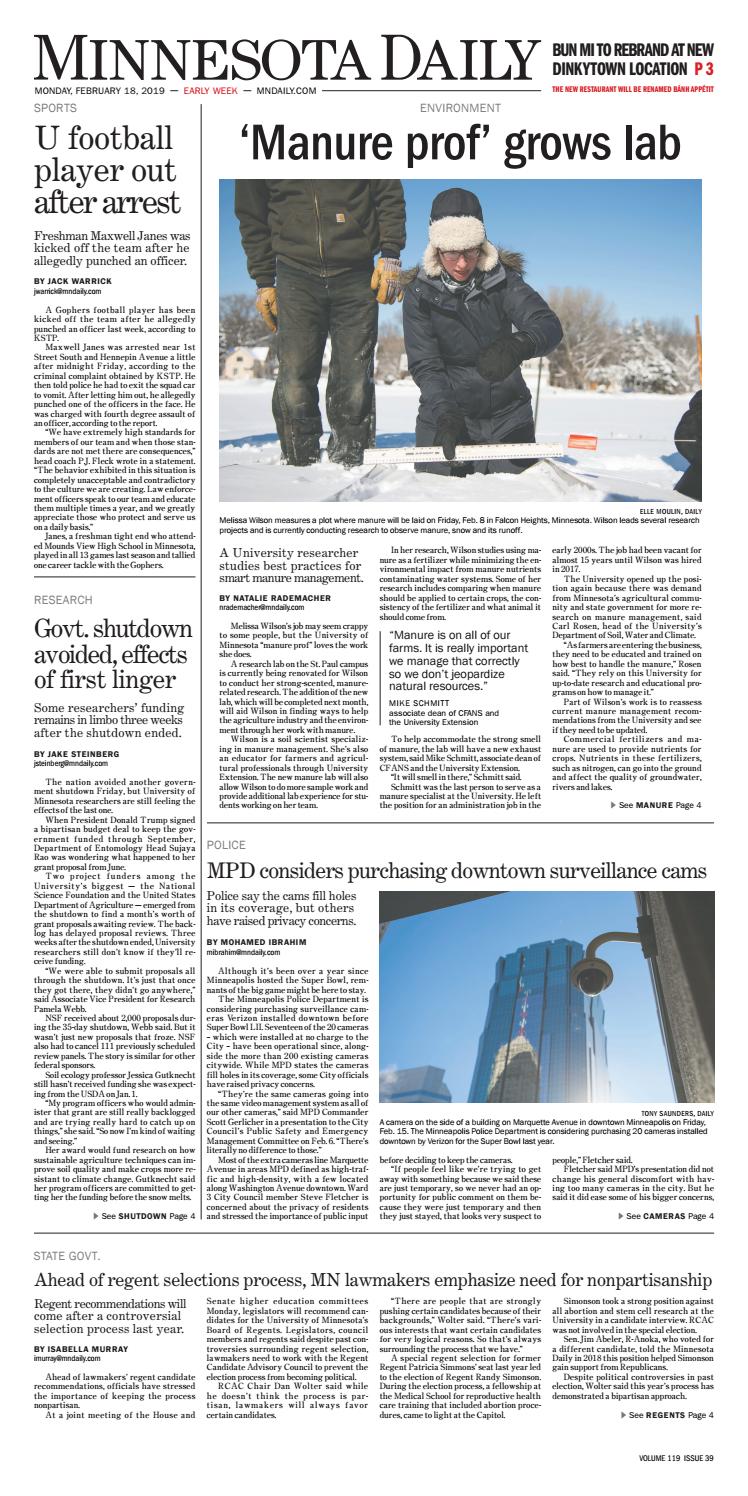 February 18, 2019 by The Minnesota Daily - Issuu