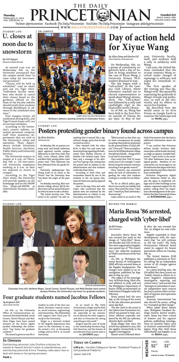 The Daily Princetonian - February 21, 2019 by The Daily Princetonian ...