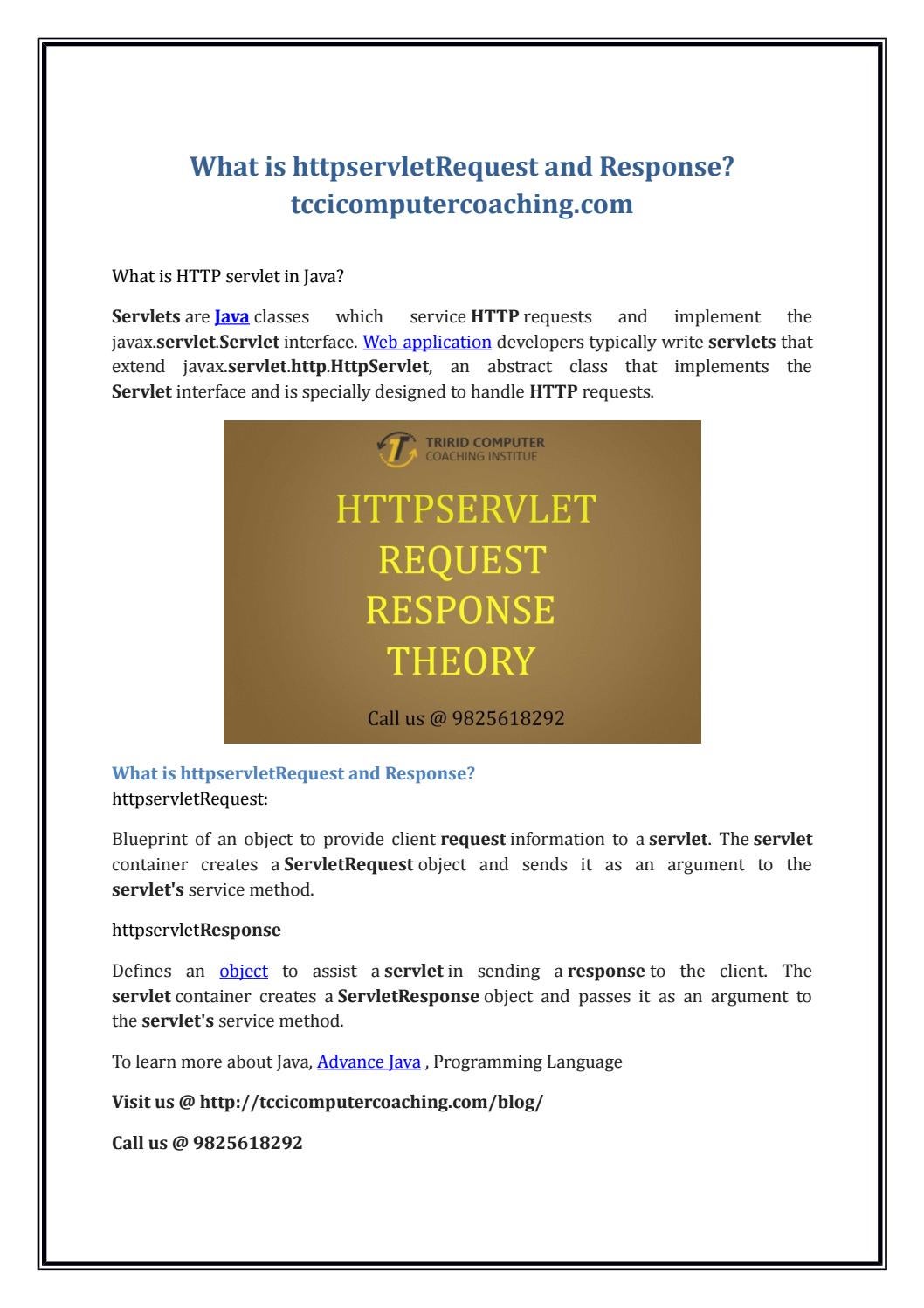 What is httpservletRequest and Response? tccicomputercoaching.com by ...