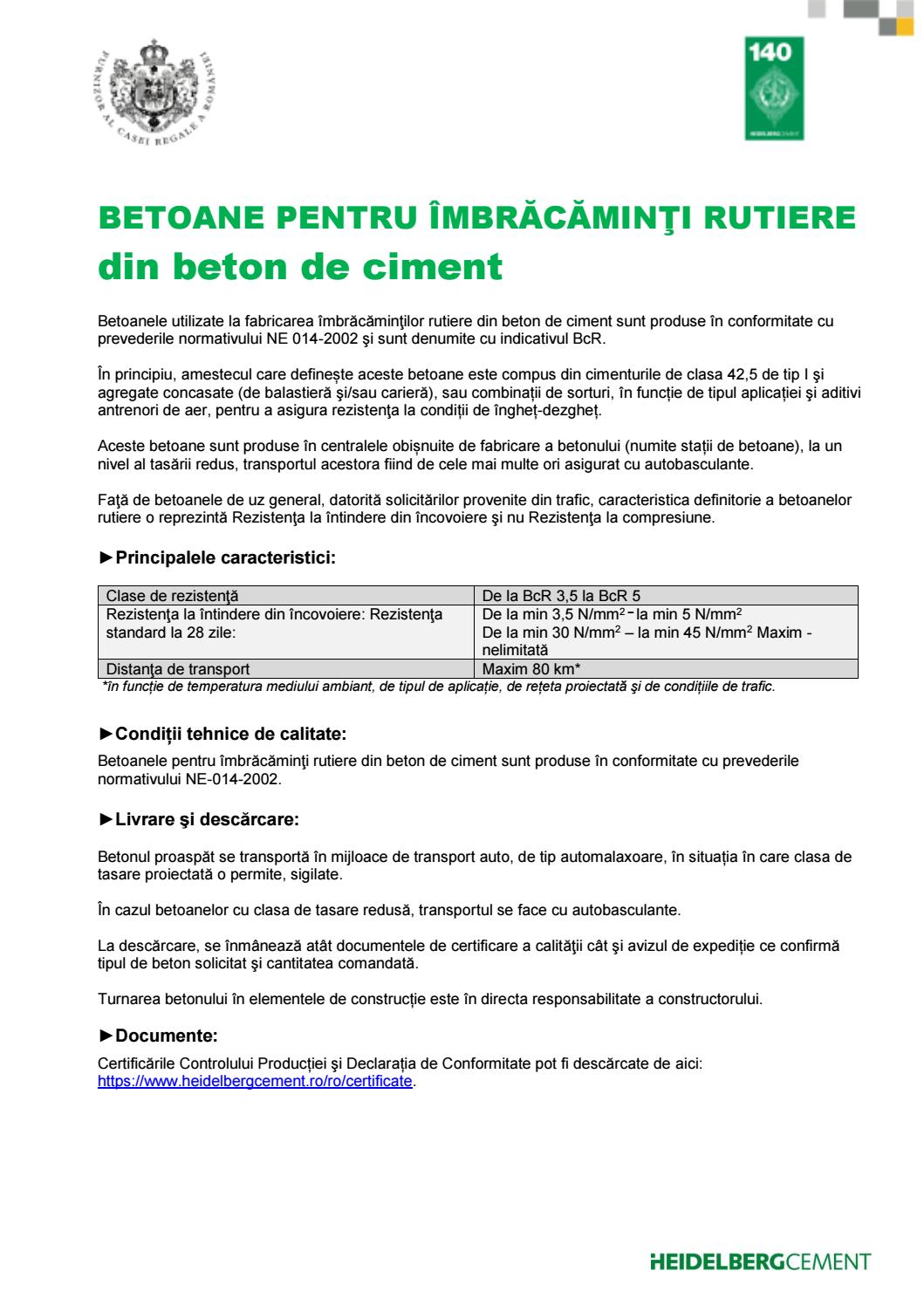 BETOANE PENTRU ÎMBRĂCĂMINŢI RUTIERE din beton de ciment by Heidelberg ...