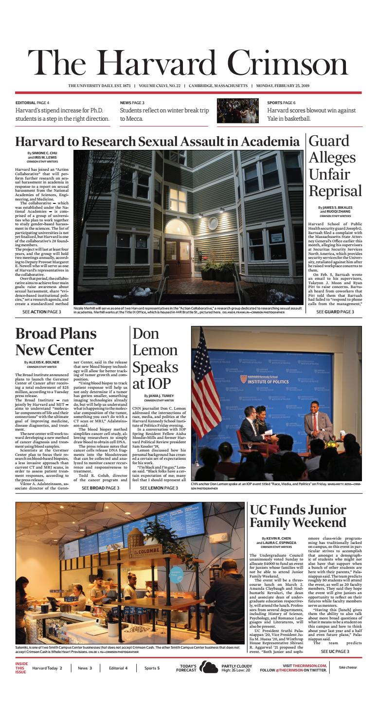 The Harvard Crimson - Volume CXLVI, No. 22 by The Harvard Crimson - Issuu