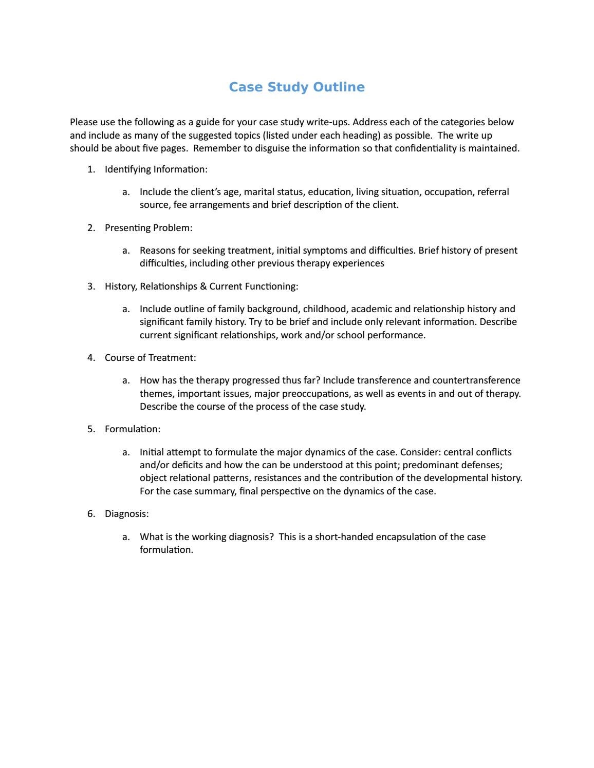 How To Write A Case Study Outline