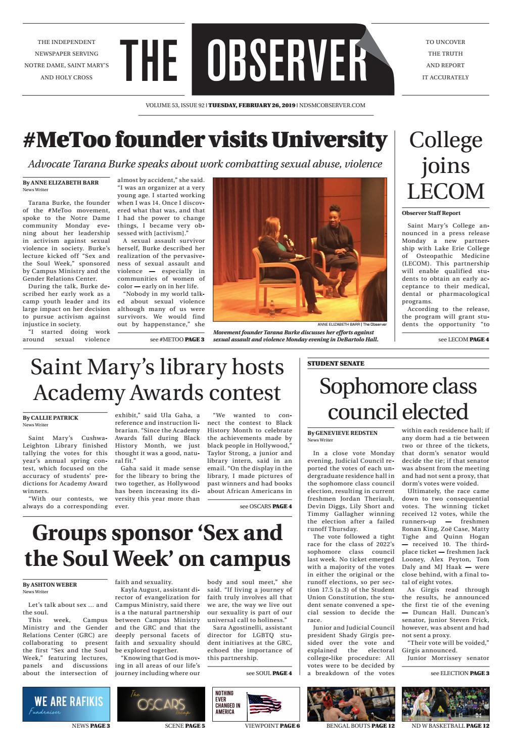 Print Edition of The Observer for Tuesday, February 26, 2019 by The ...