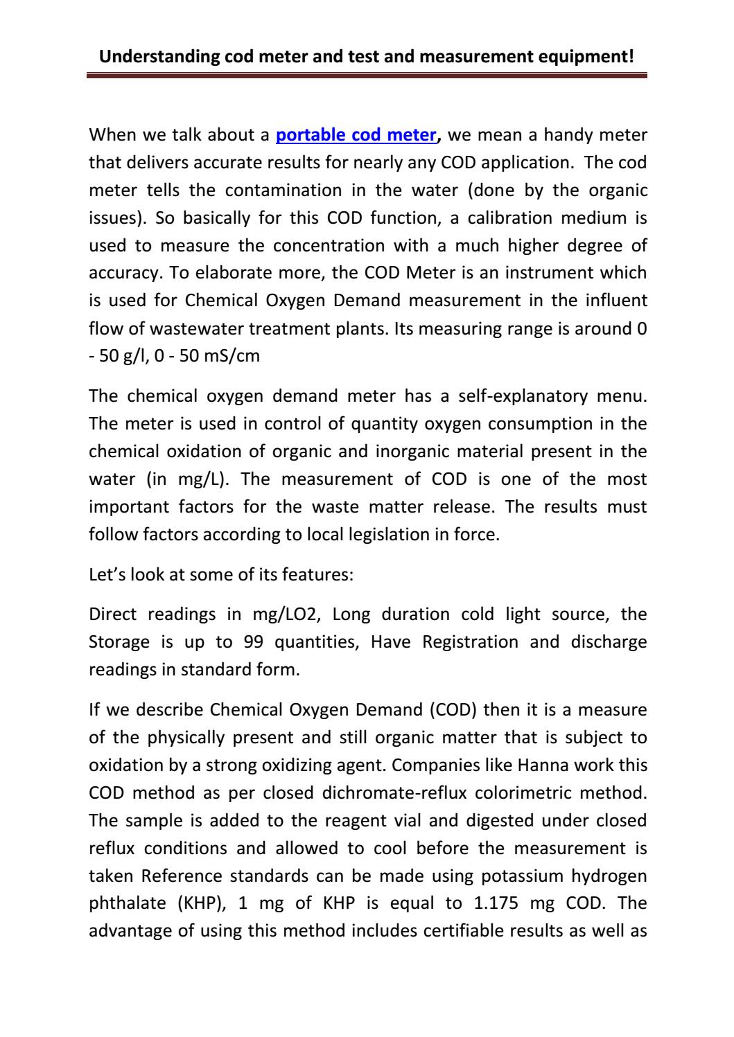 Understanding cod meter and test and measurement equipment! by ...