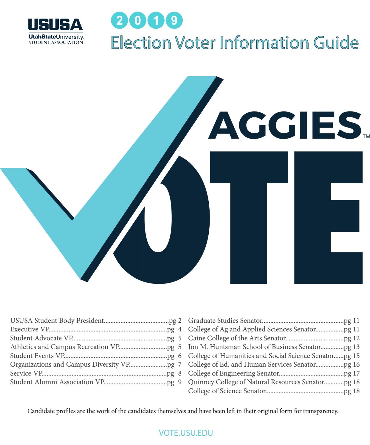 2019 USU Election Voter Information Guide by The Utah Statesman - Issuu