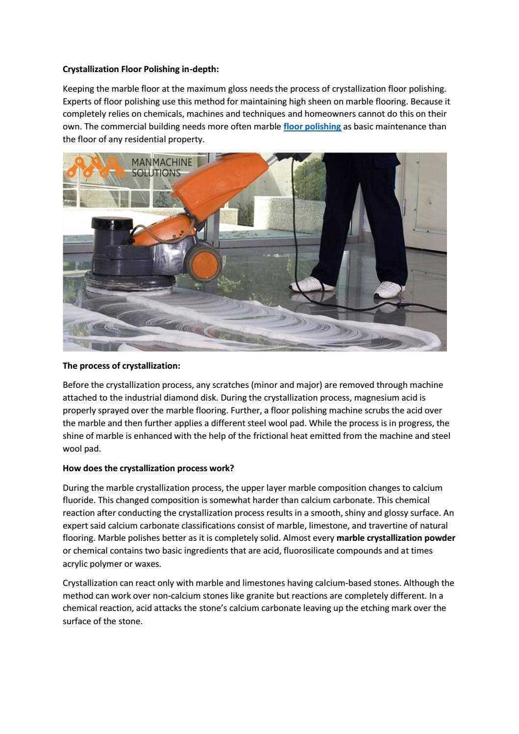Crystallization Floor Polishing in-depth: by Manmachine solutions - Issuu