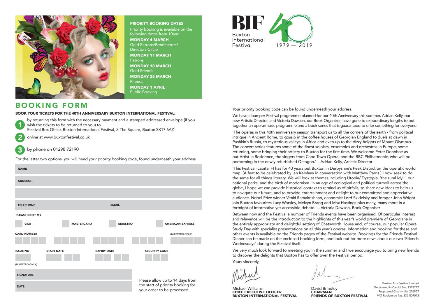 BIF 2019 Booking Form by Buxton International Festival - Issuu