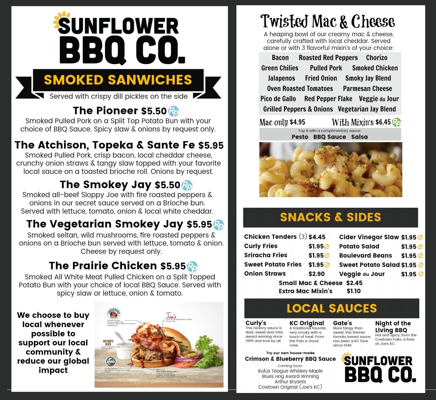 Sunflower BBQ Co. Menu 2018-2019 | KU Dining by KU Memorial Union - Issuu