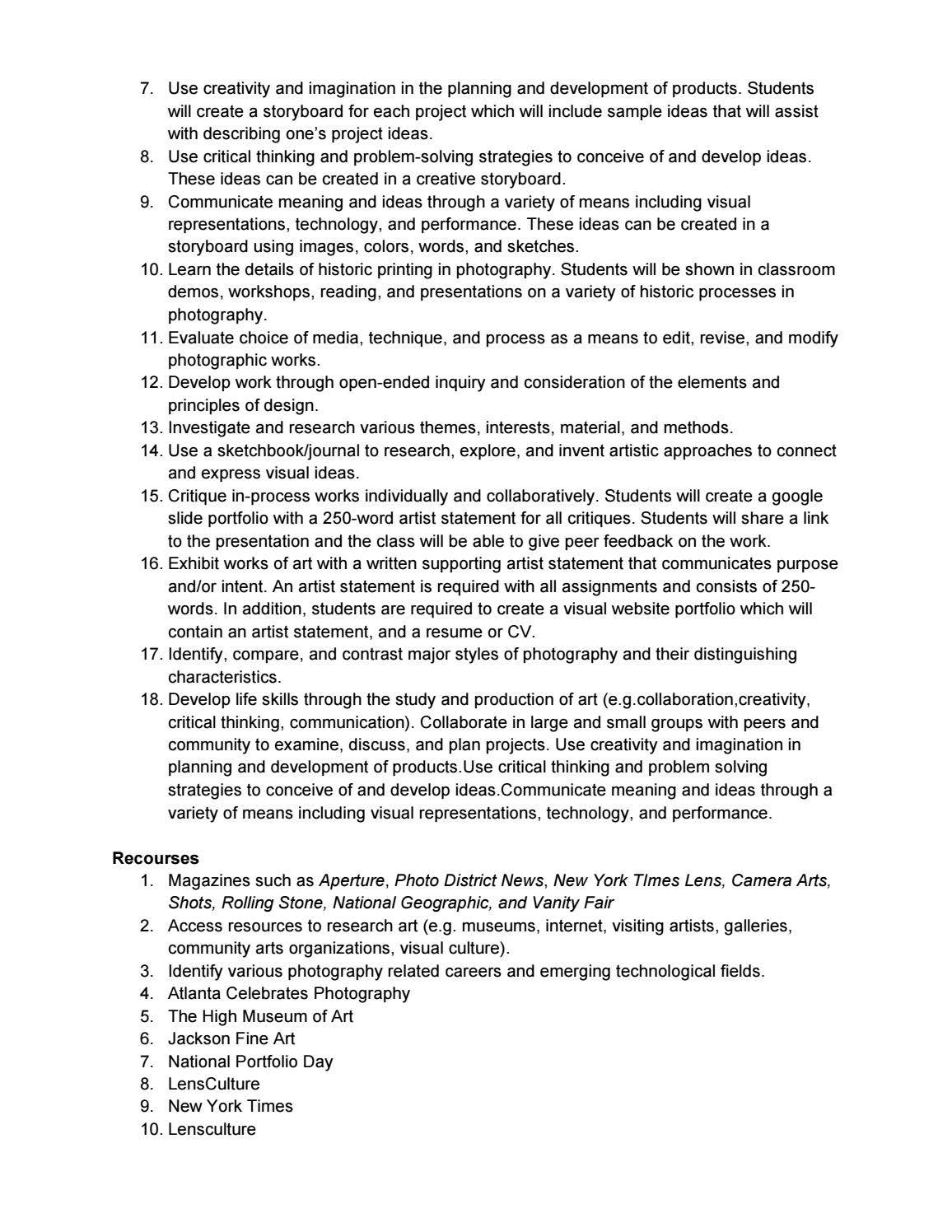 Upper School Fine Arts Curriculum by The Lovett School - Issuu