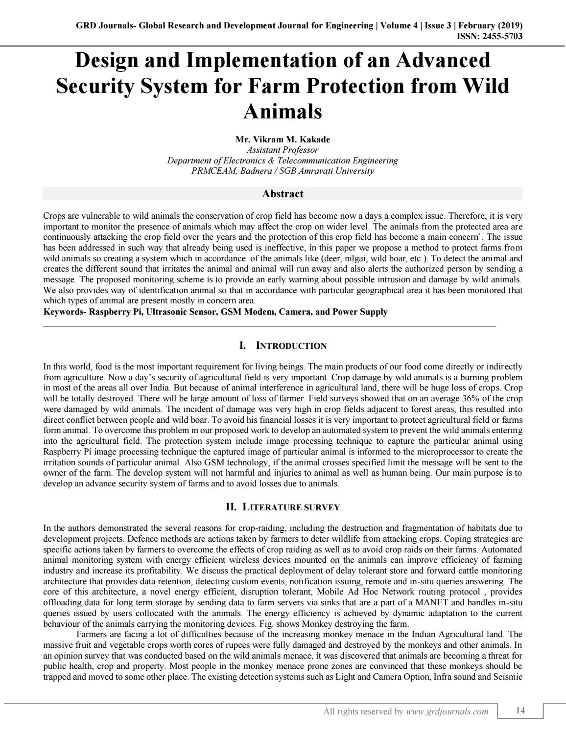 Design and Implementation of an Advanced Security System for Farm ...