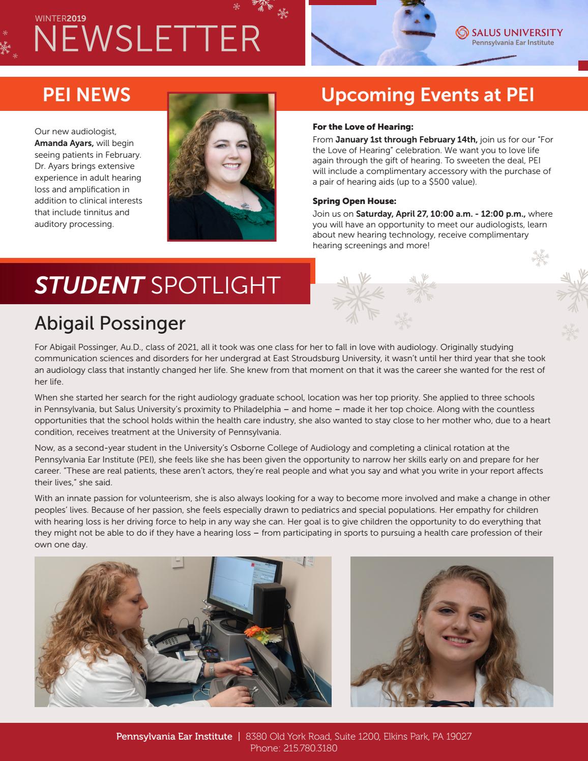 PEI Winter Newsletter 2019 by Salus University - Issuu