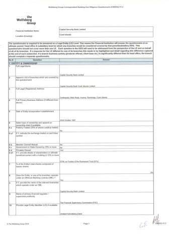 Wolfsberg Group Questionnaire by John Evans - Issuu
