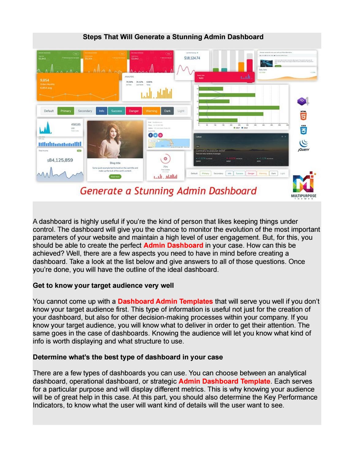 Steps That Will Generate a Stunning Admin Dashboard by ...
