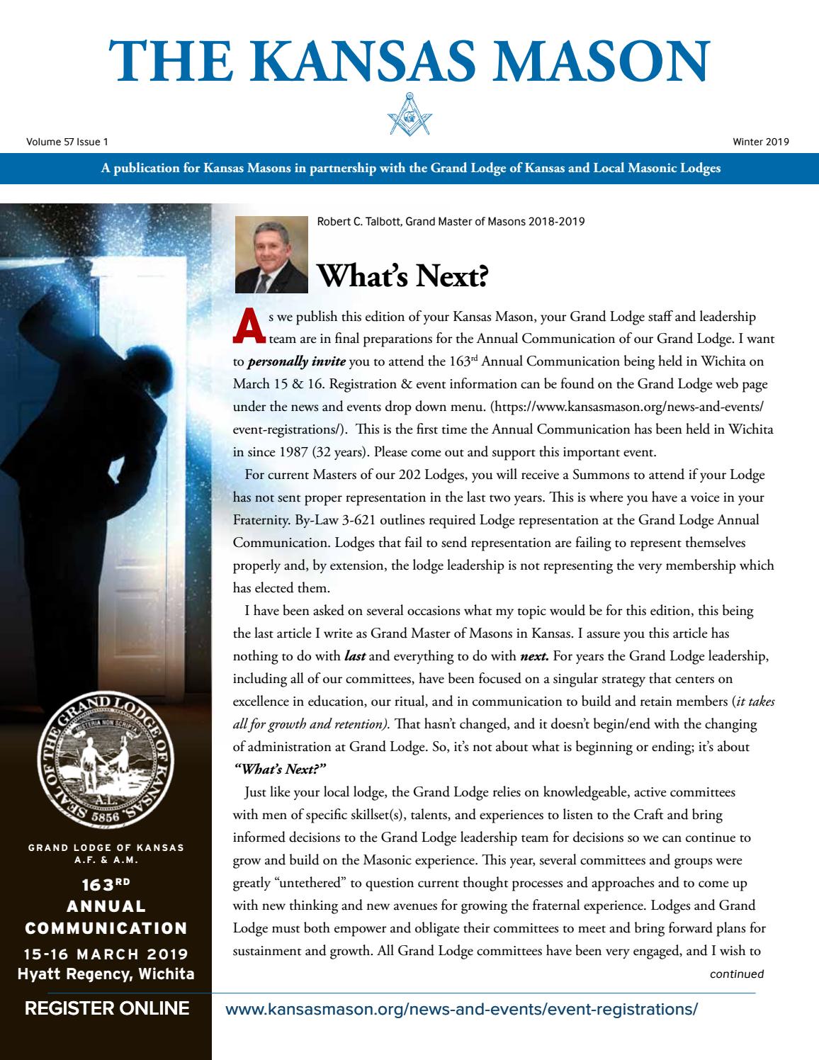 Kansas Mason - Winter 2019 by Grand Lodge of Kansas AF&AM - Issuu